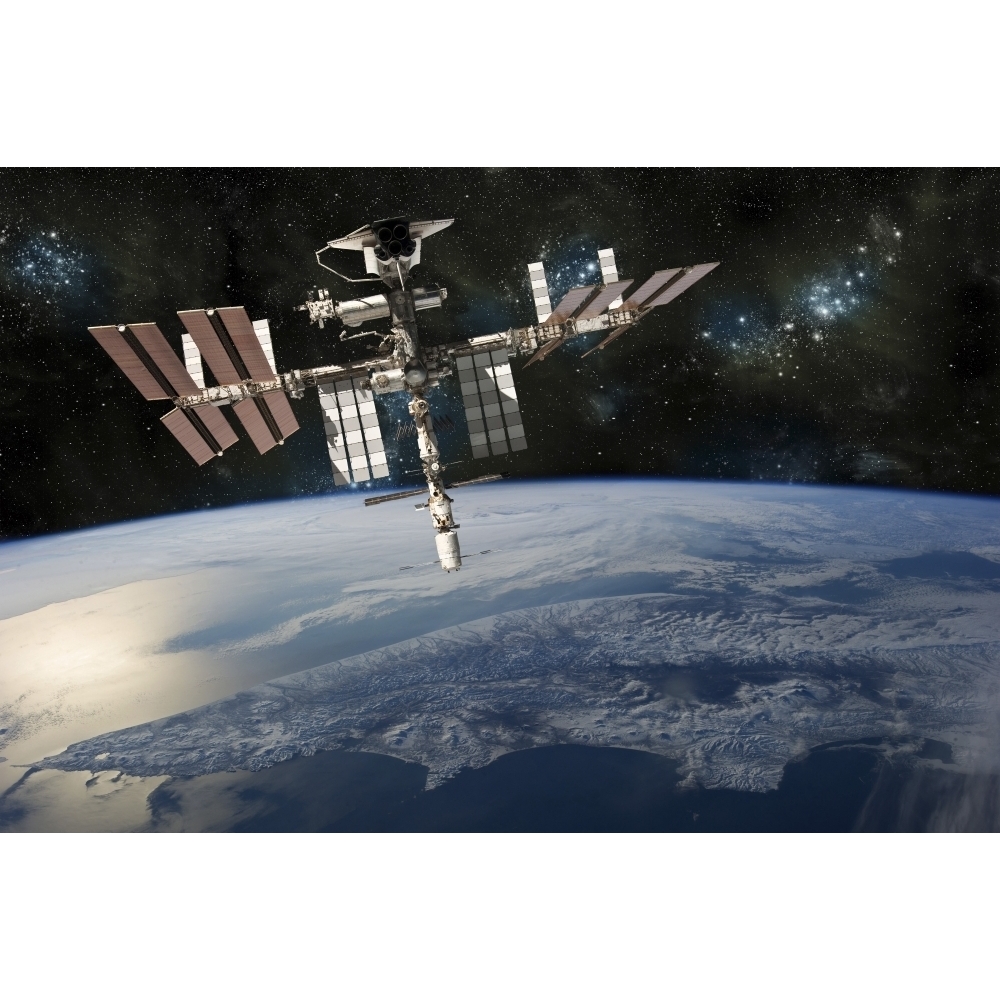 Space shuttle docked at the International Space Station Poster Print ...