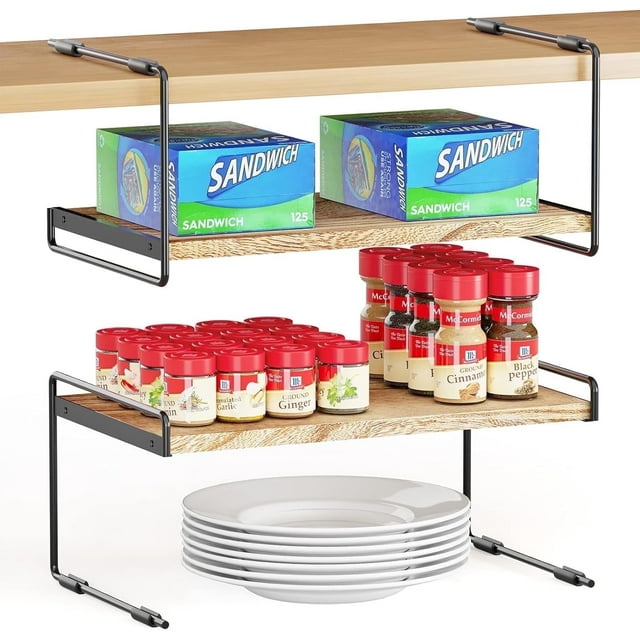 SpaceAid 2 Pack Cabinet Shelf Organizers, Kitchen Counter Organizer ...
