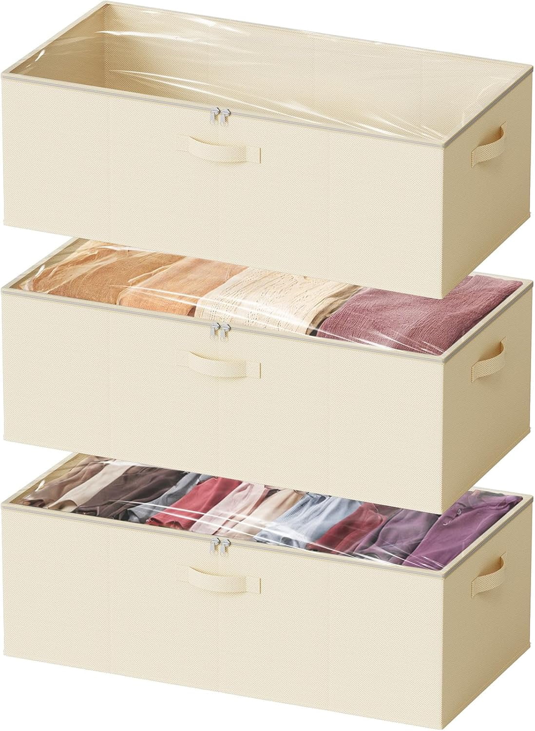 SpaceAid 3 Pack 10" High Under Bed Storage Containers, Large Underbed ...