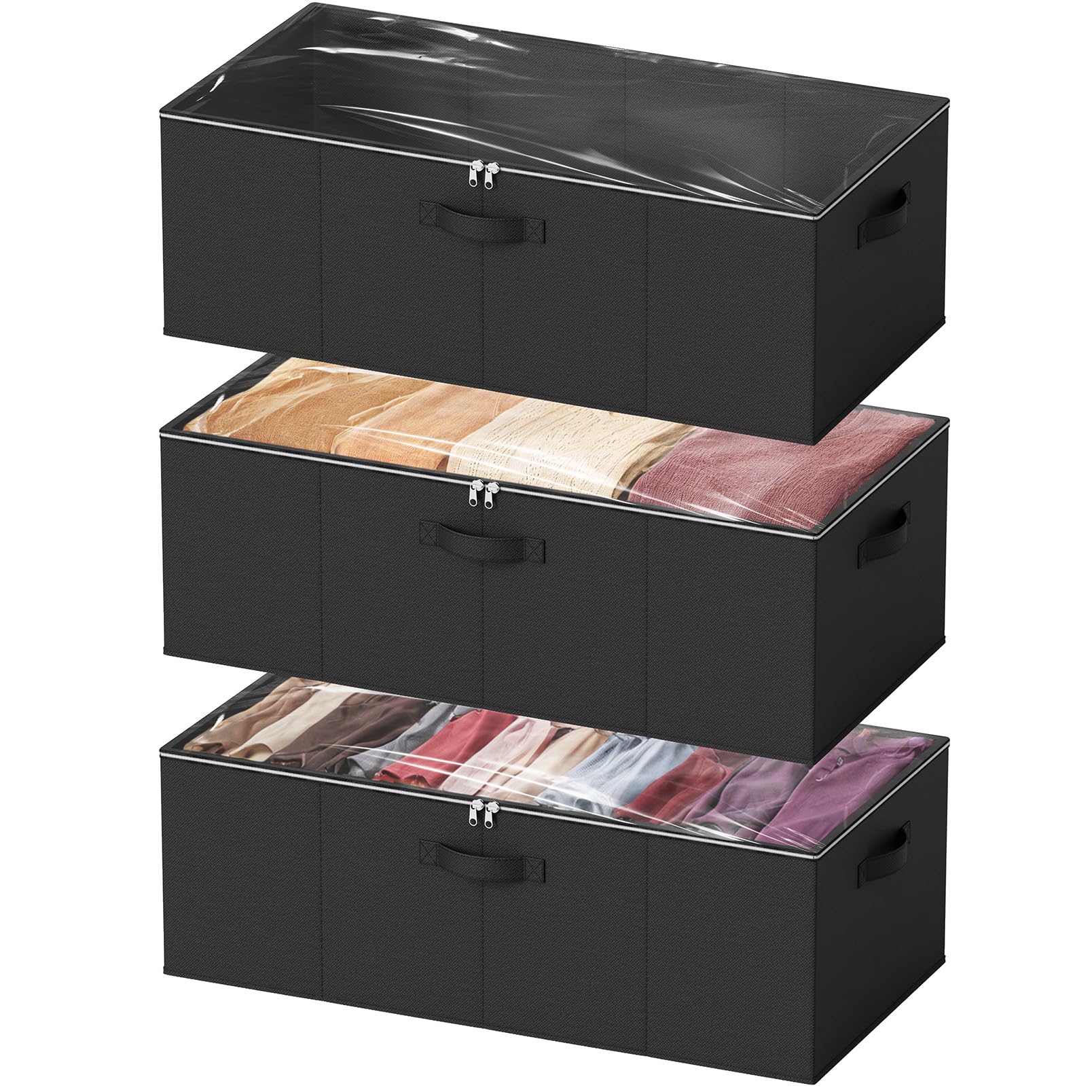 SpaceAid 3 Pack 10" High Under Bed Storage Containers, Large Underbed ...