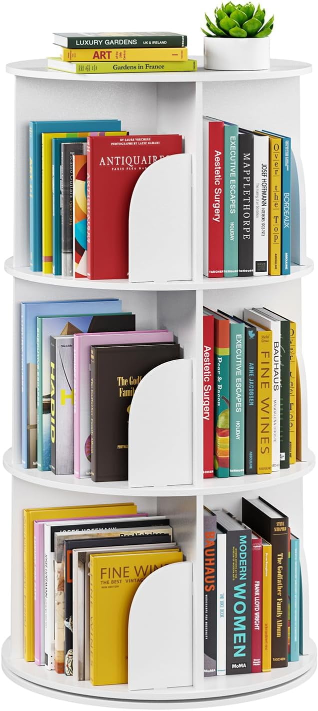 SpaceAid 3 Tier Rotating Bookshelf Tower, Spinning Bookcase Lazy Susan ...