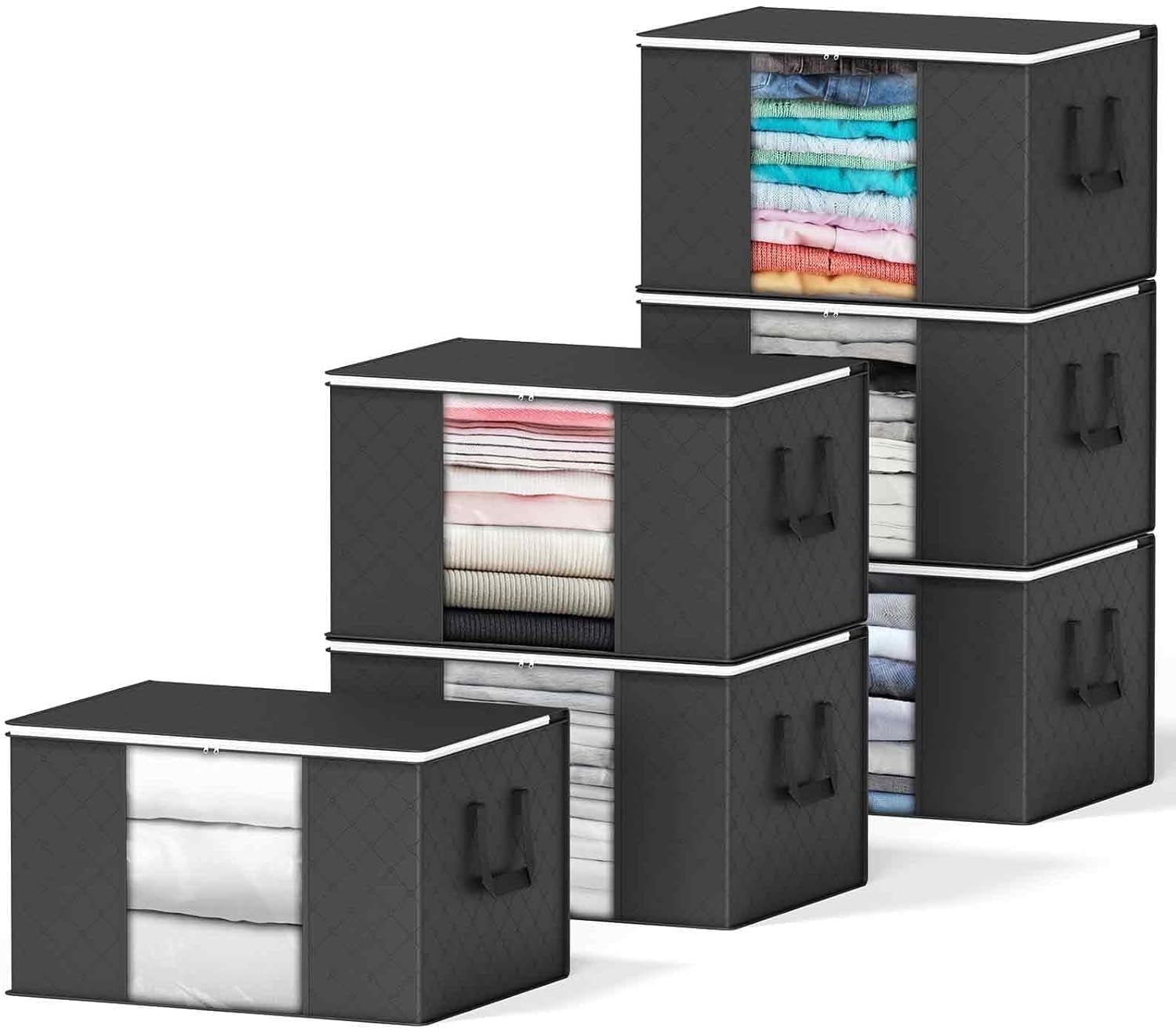 SpaceAid 90L Extra Large Clothes Storage Bags, 6 Pack, Black - Walmart.com