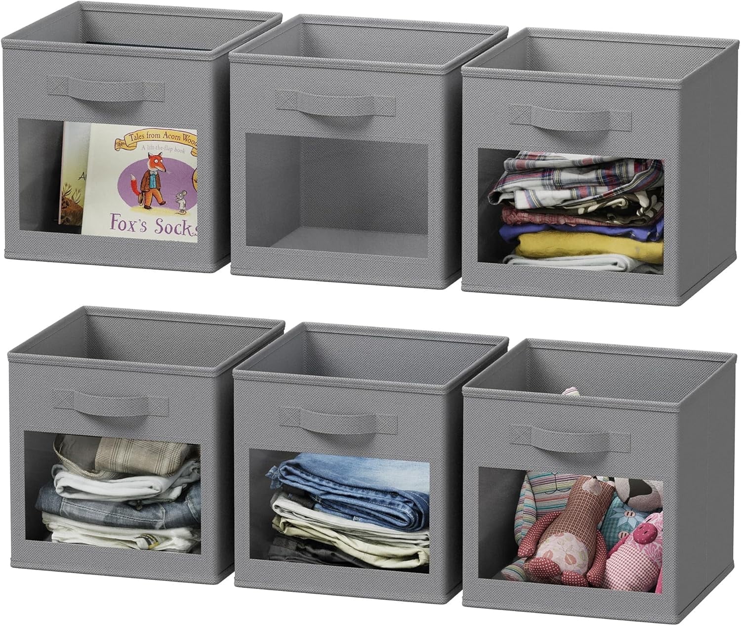 SpaceAid Storage Cubes with Clear Windows, Set of 6 Fabric Bins, 11 ...