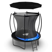 SpaceJump Lunar 8 Foot Trampoline, Outdoor Round Bouncer with Safety ...