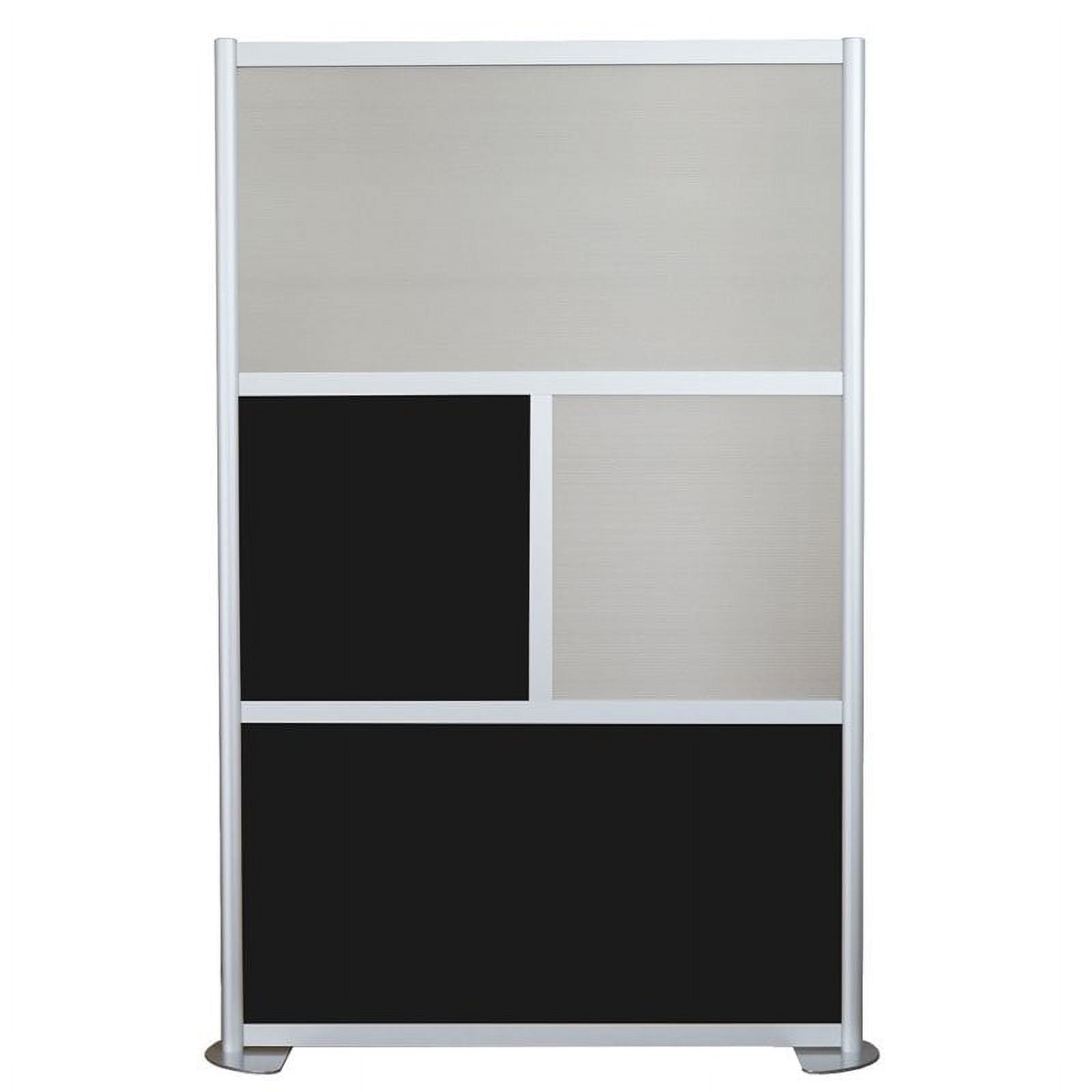 SpaceMakers 4 Panel 78" x 52" Modern Stationary Room Divider in Black ...