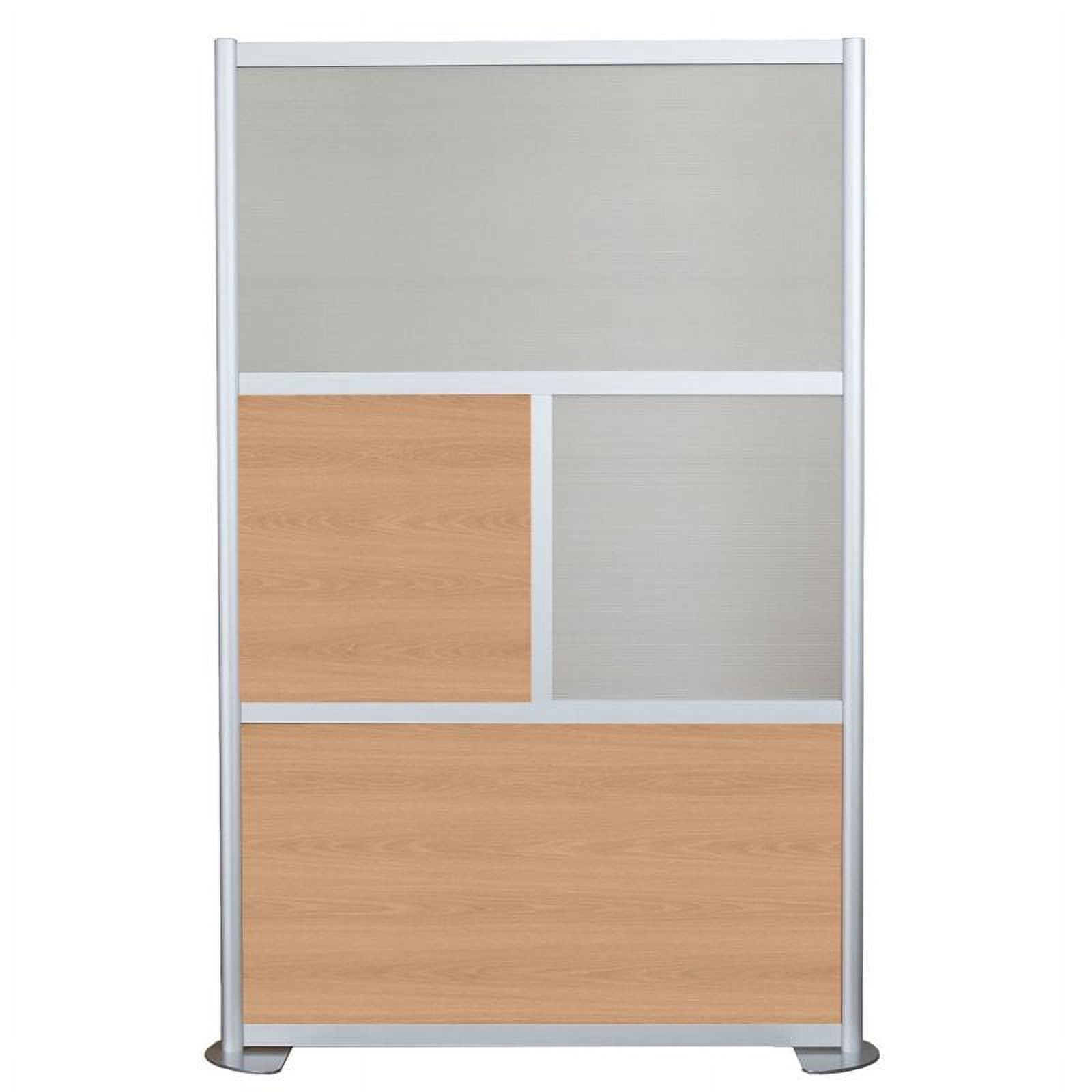 SpaceMakers 4 Panel 78" x 52" Modern Stationary Room Divider in Oak ...