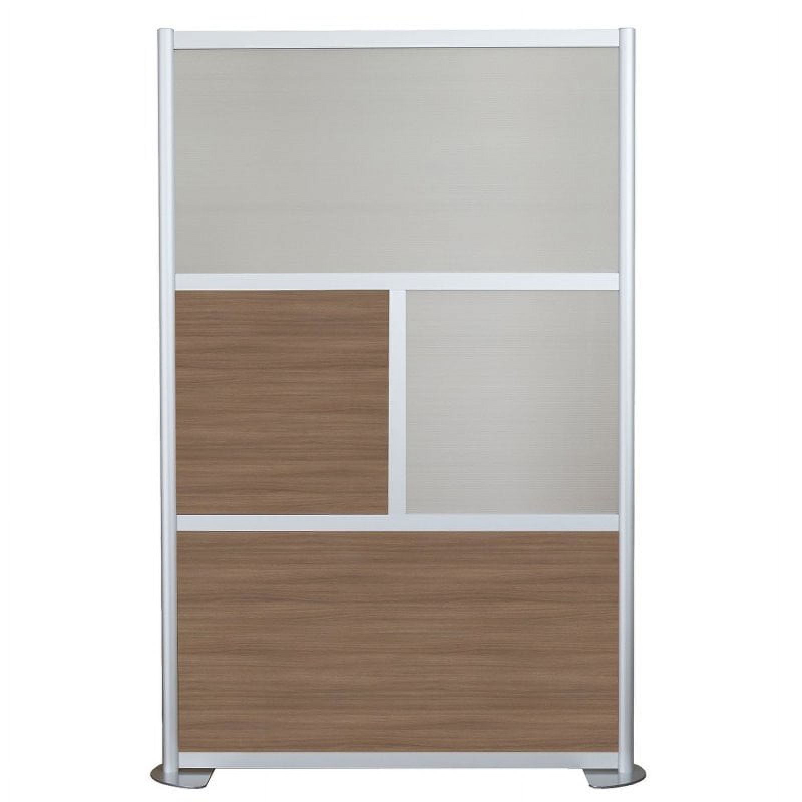 SpaceMakers 4 Panel 78" x 52" Modern Stationary Room Divider in Walnut ...
