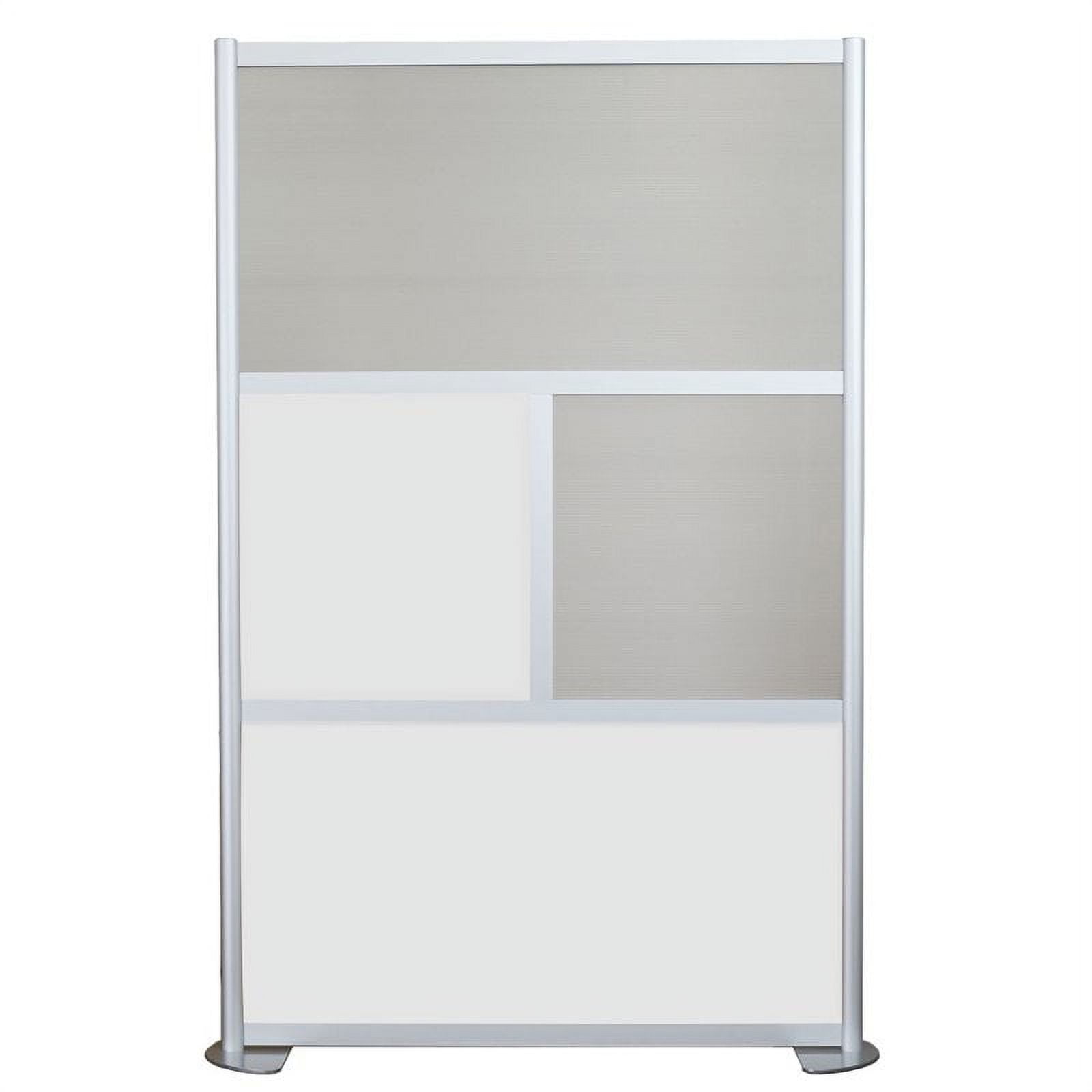 SpaceMakers 4 Panel 78" x 52" Modern Stationary Room Divider in White ...