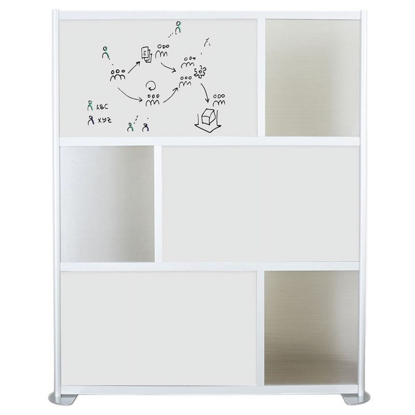 SpaceMakers 6 Panel 78" x 76" Modern Stationary Dry Erase Board Room ...