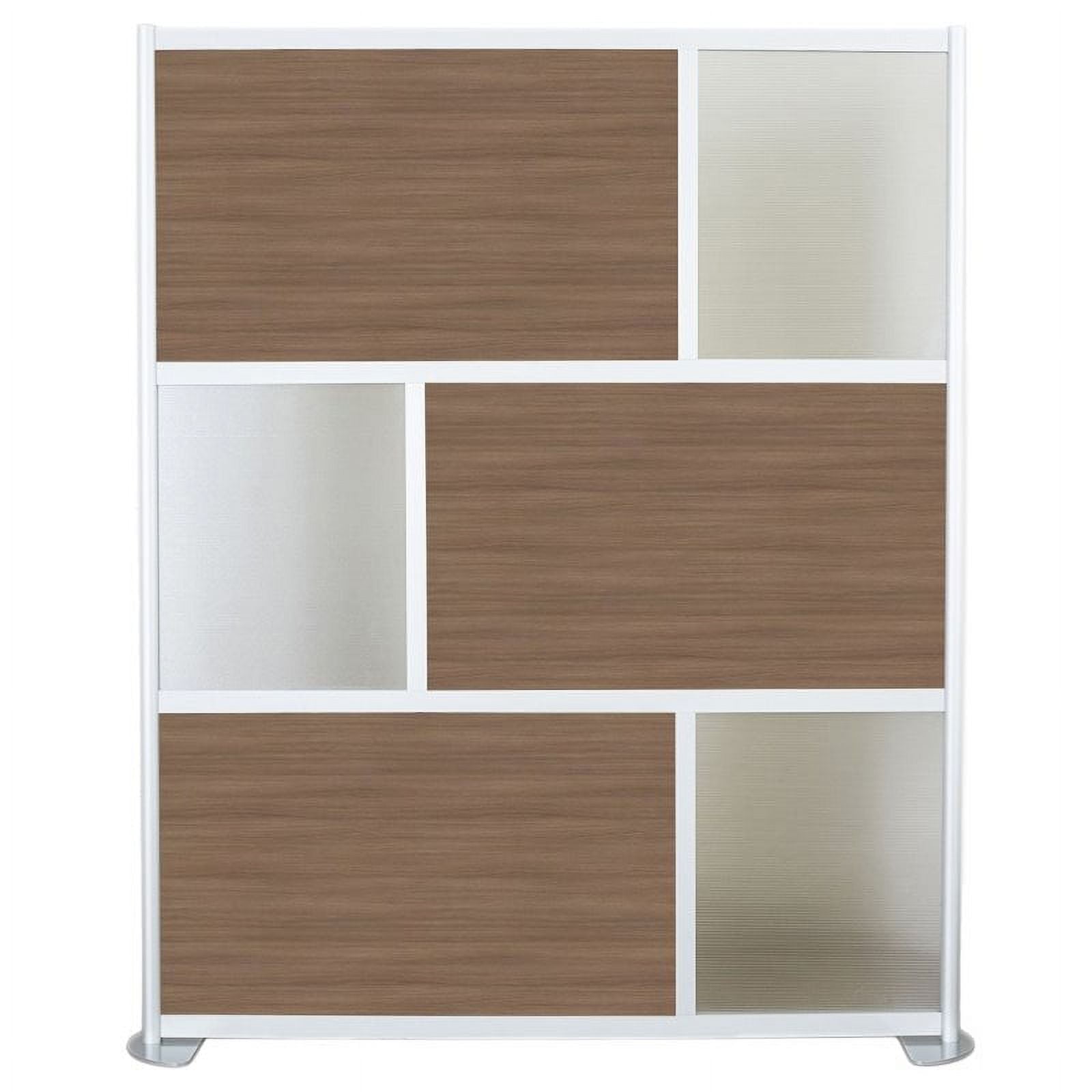SpaceMakers 6 Panel 78" x 76" Modern Stationary Room Divider in Walnut ...