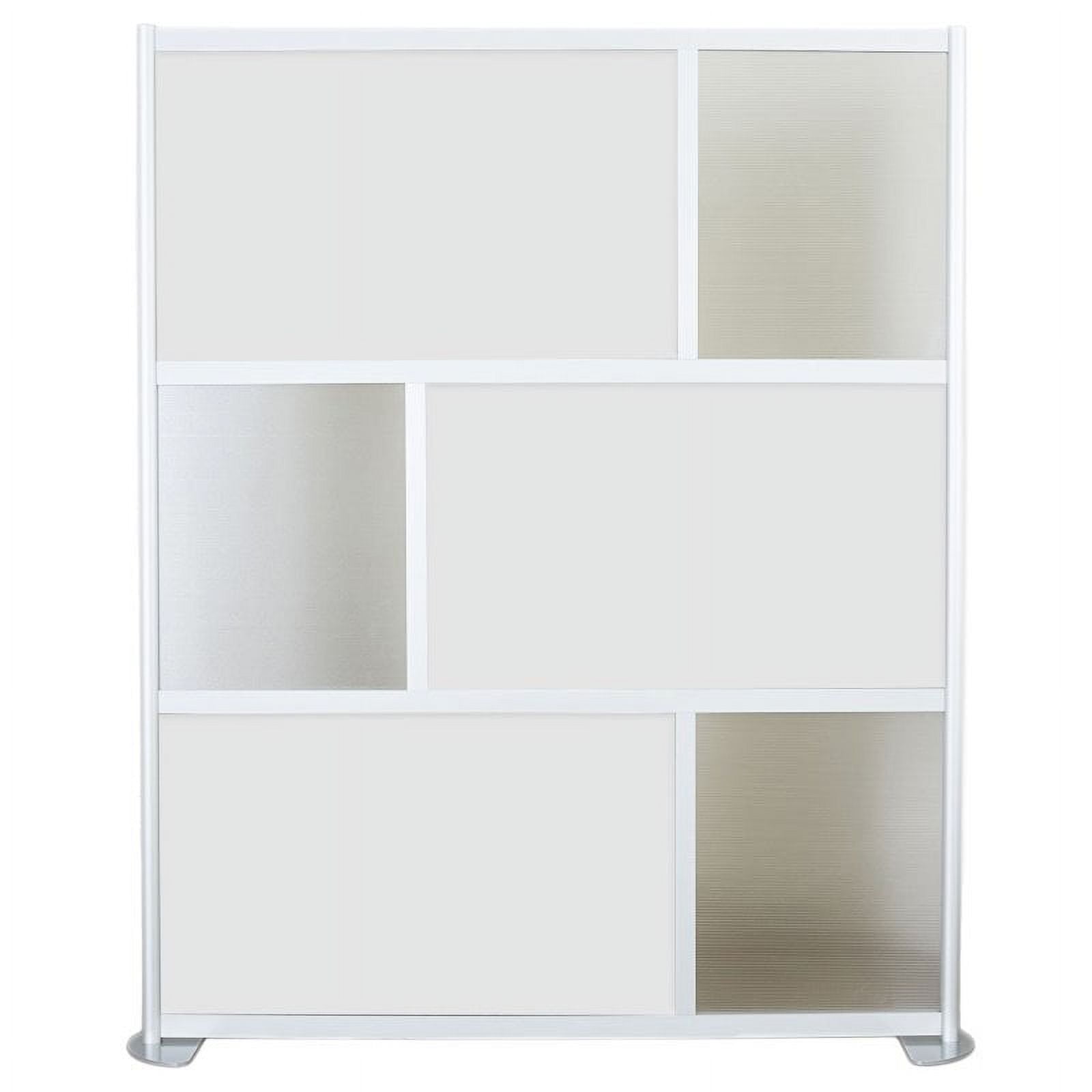 SpaceMakers 6 Panel 78" x 76" Modern Stationary Room Divider in White ...