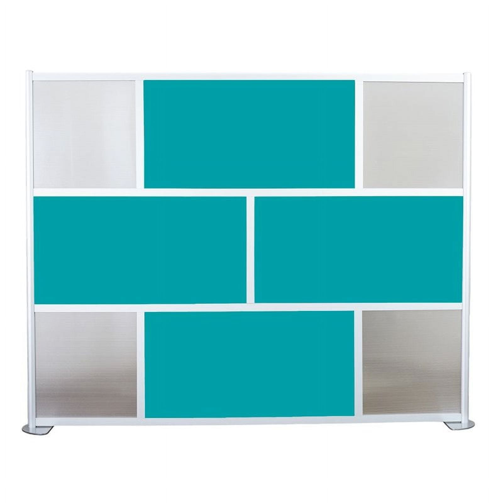 SpaceMakers 8 Panel 78" x 100" Modern Stationary Room Divider in Teal ...