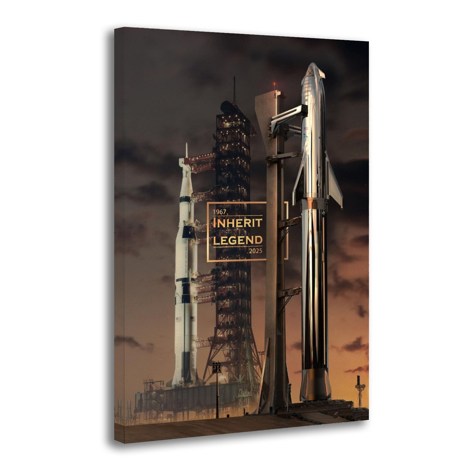 SpaceX Starship And Saturn V Spacecraft Space Print Photo Art Painting ...