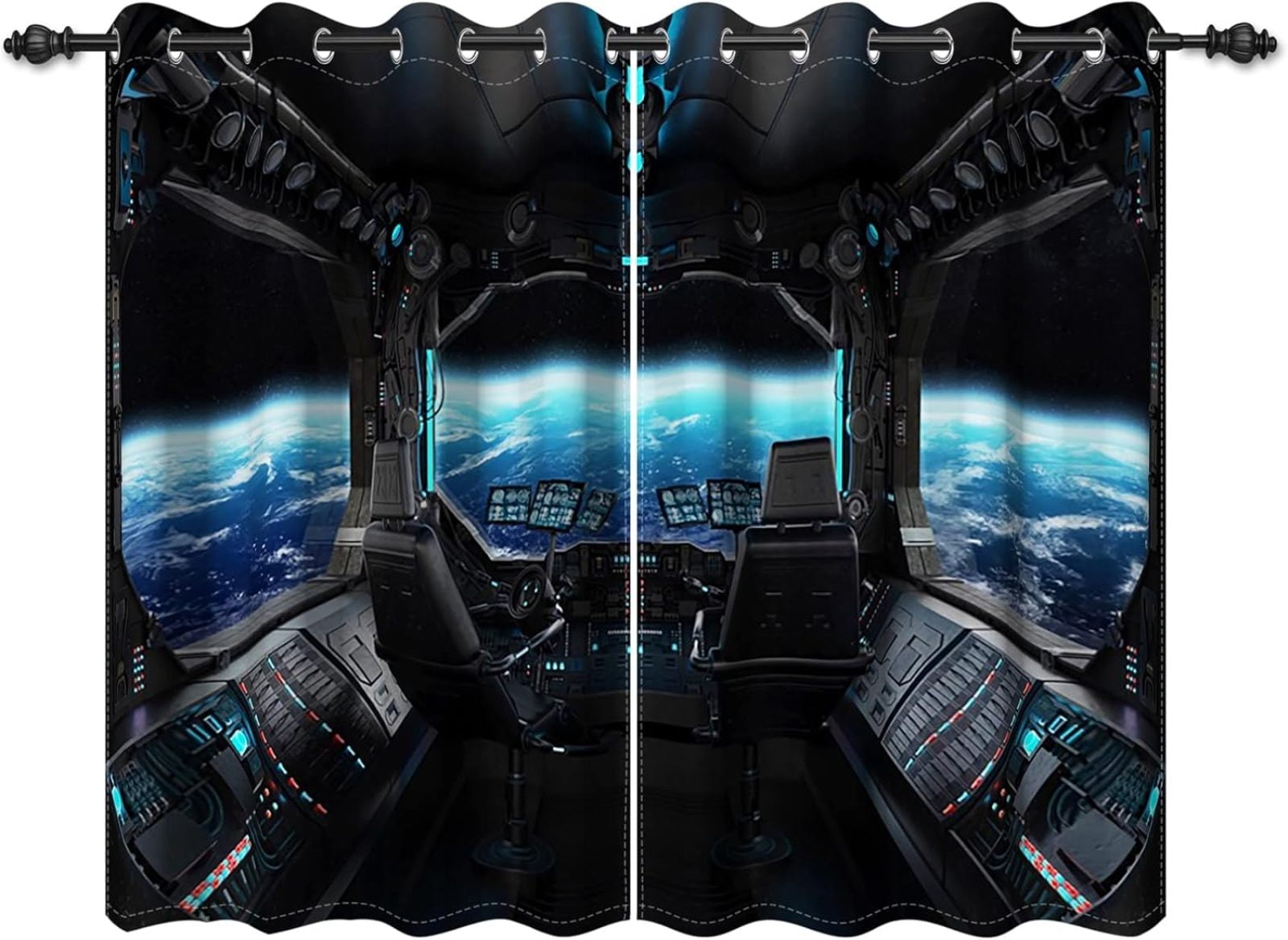 Spacecraft Interior Window Curtains Futuristic Spaceship Cockpit Window ...