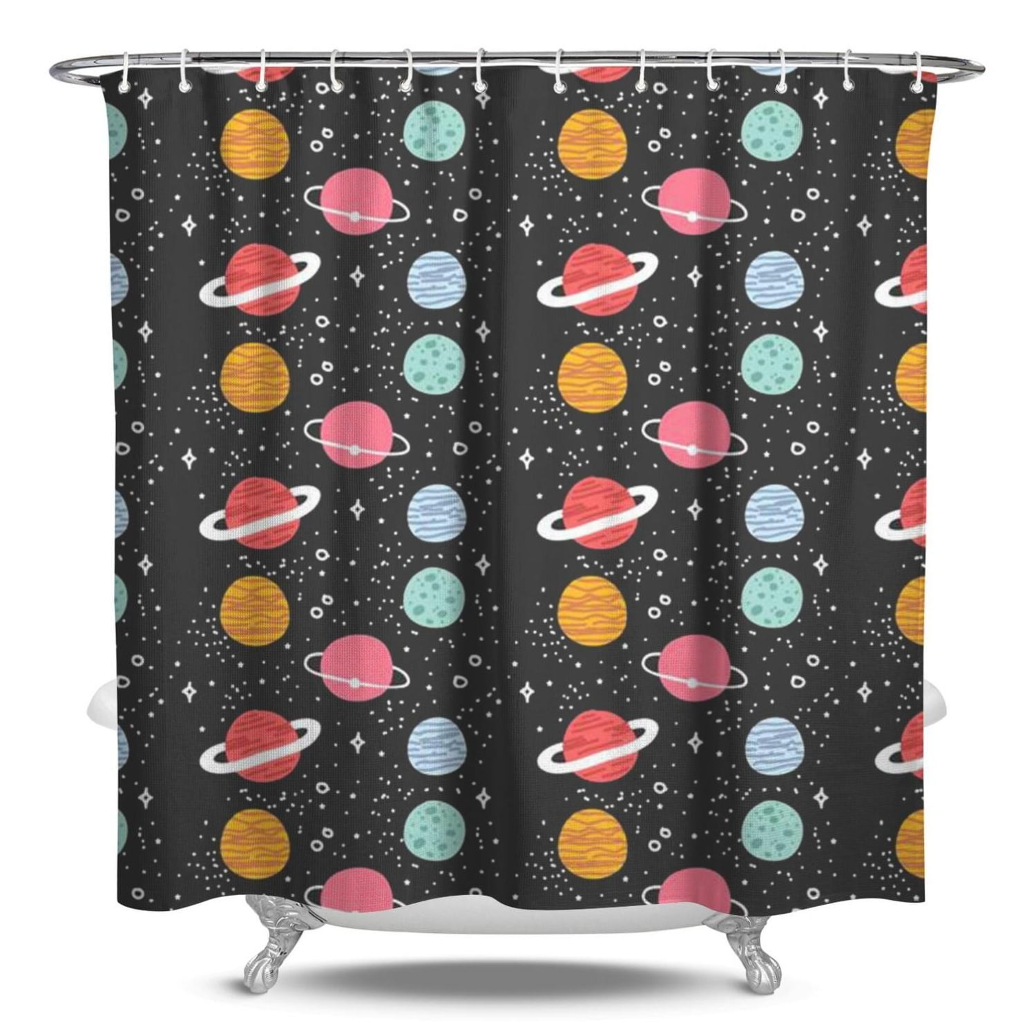 Spacecraft Shower Curtain Outer Space Bathroom Decor Waterproof 84x72 ...