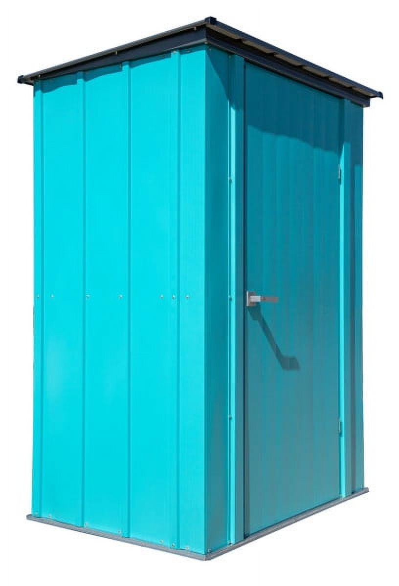 Spacemaker Patio Shed, 4x3 ft Outdoor Storage, Galvanized Steel, Teal ...