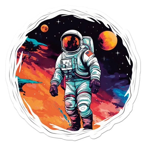 Spaceman Astronaut Planets Sticker Phone Decal Water Bottle Stickers ...