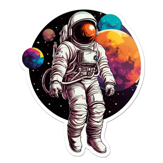 Spaceman Astronaut Planets Sticker Phone Decal Water Bottle Stickers ...