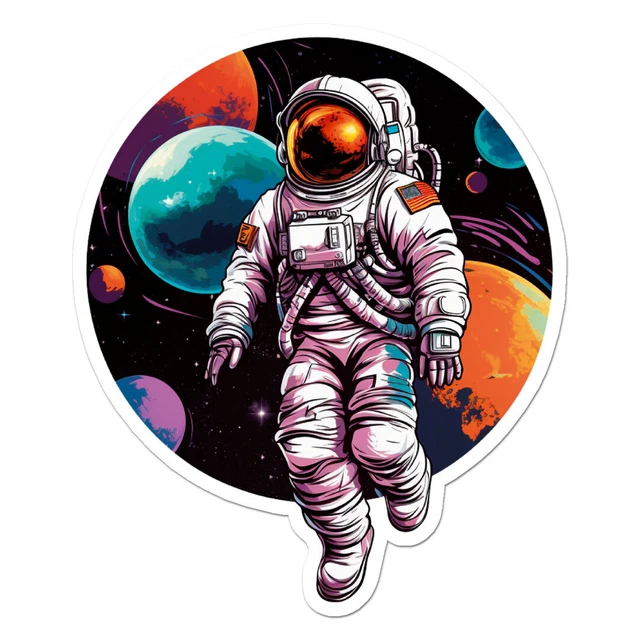Spaceman Astronaut Planets Sticker Phone Decal Water Bottle Stickers ...
