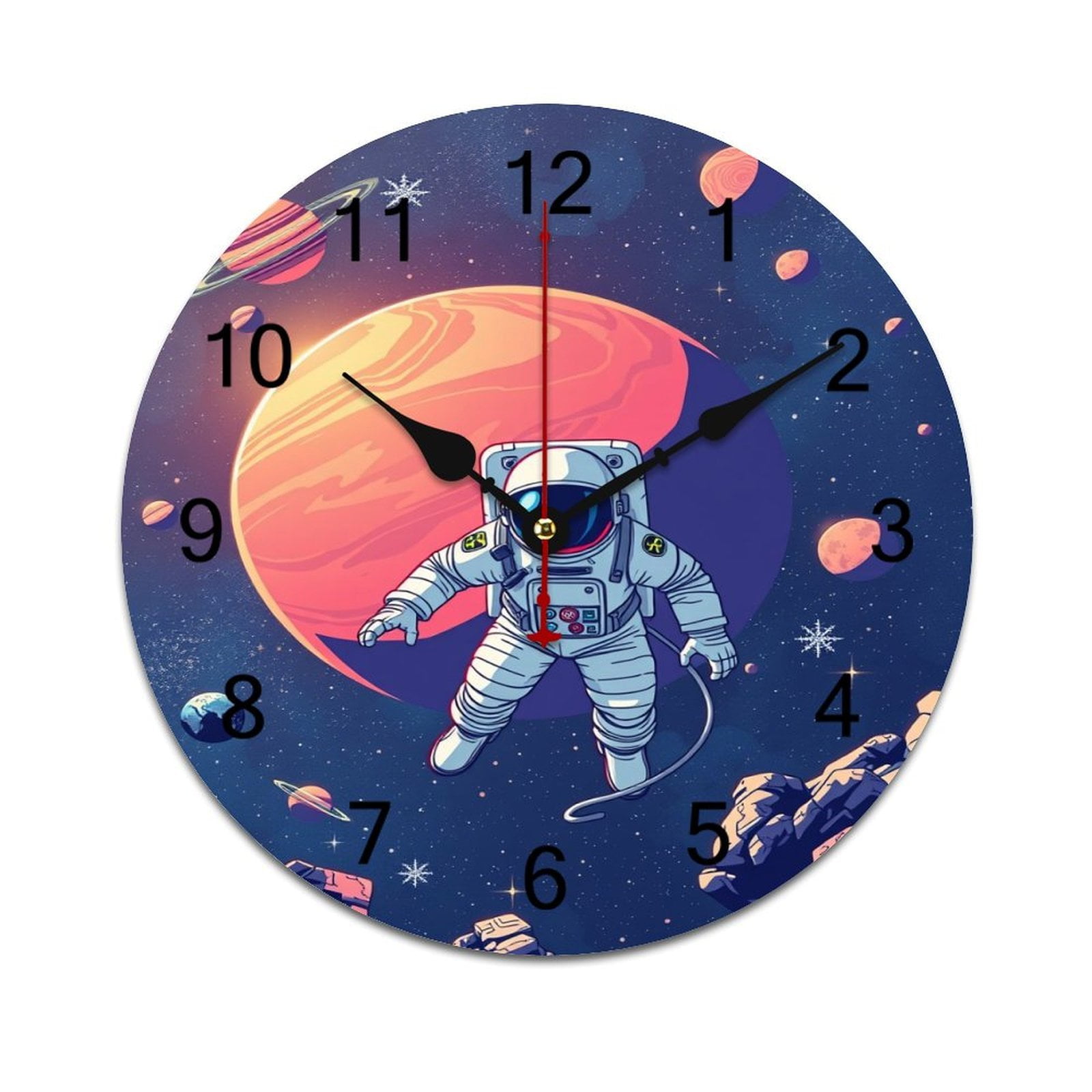 Spaceman Cosmic Adventure Time Decorative Wall Clocks Round Large Wall ...