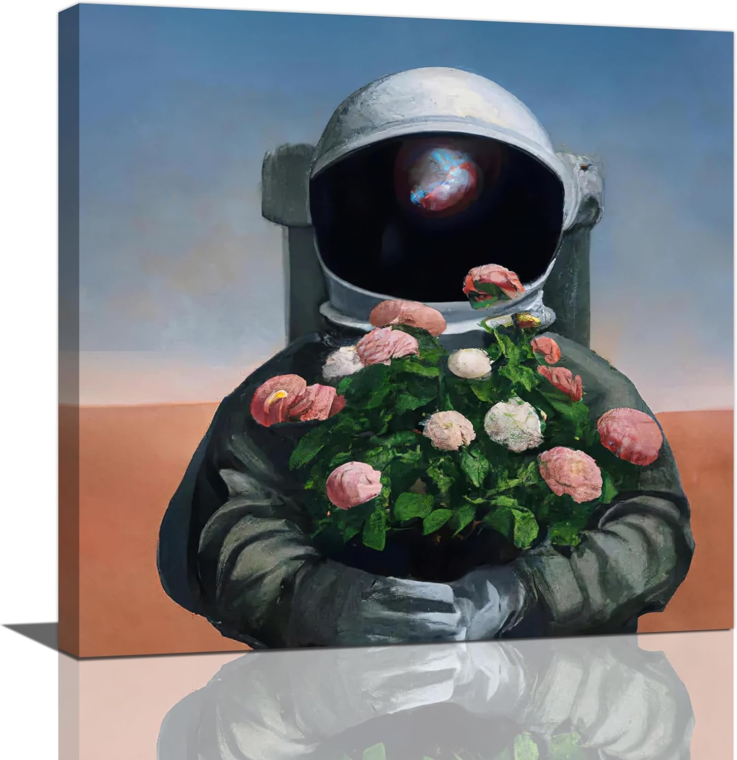 Spaceman Decor Floral Astronaut Wall Art Bathroom Pictures Wall Decor ...