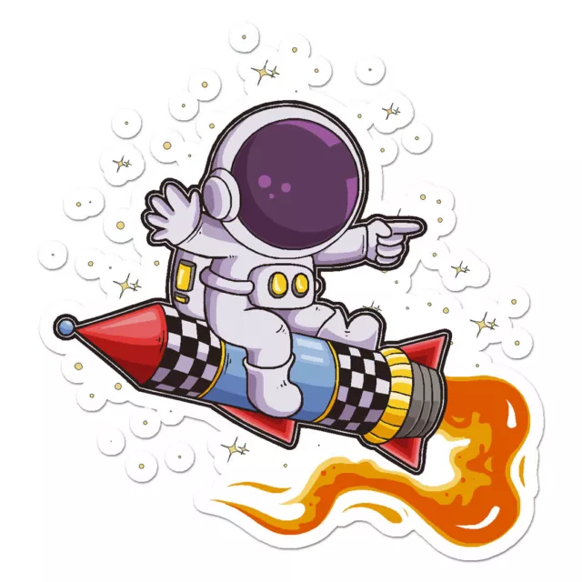 Spaceman Rocket Ship Sticker Phone Decal Water Bottle Stickers Car ...
