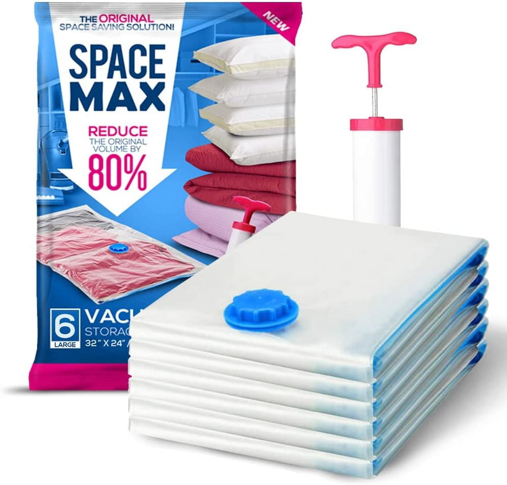 Spacemax Premium Reusable Vacuum Storage Bags, Save 80% More Storage ...