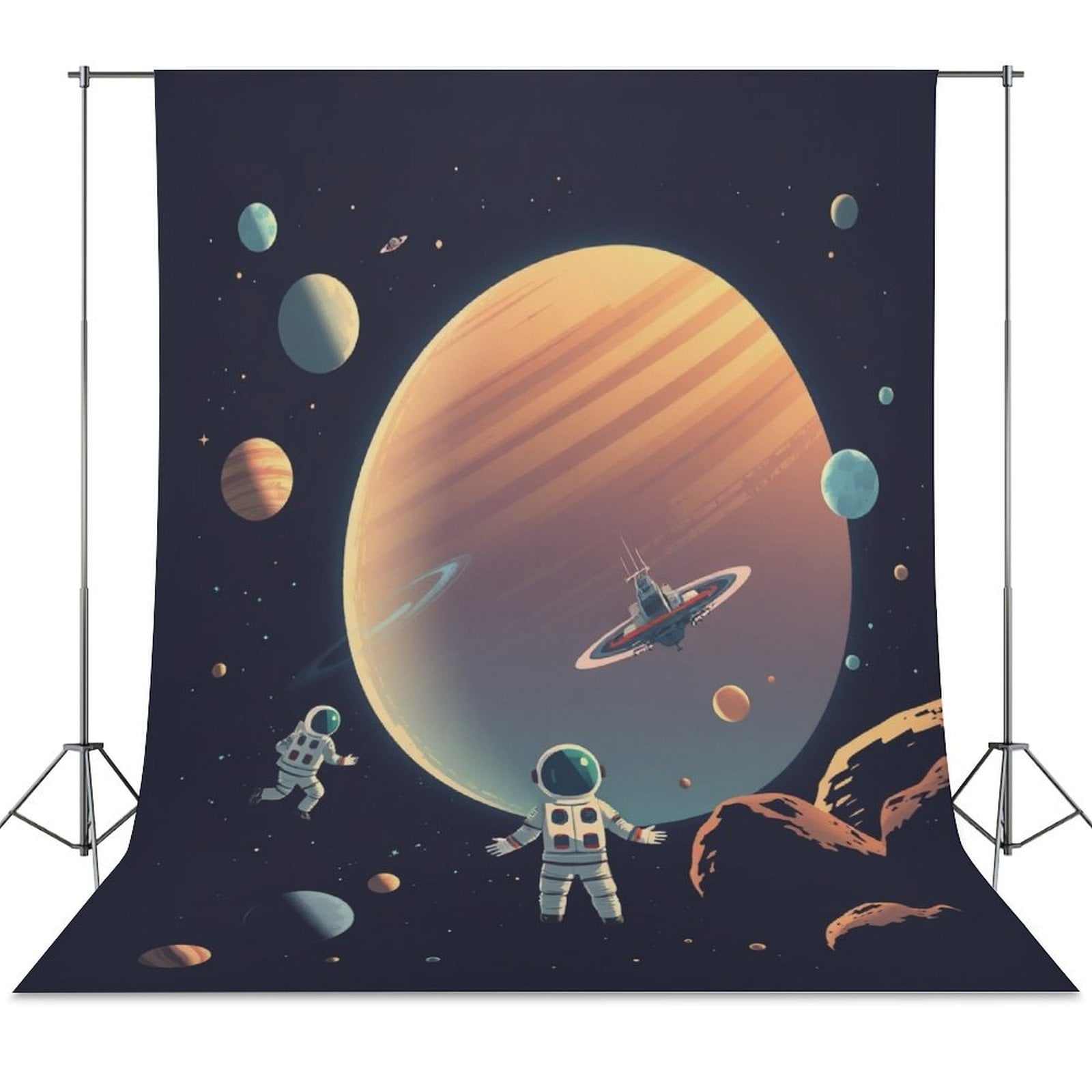 Spacemen Explore Planets Starships Backdrop Baby Shower Newborn ...