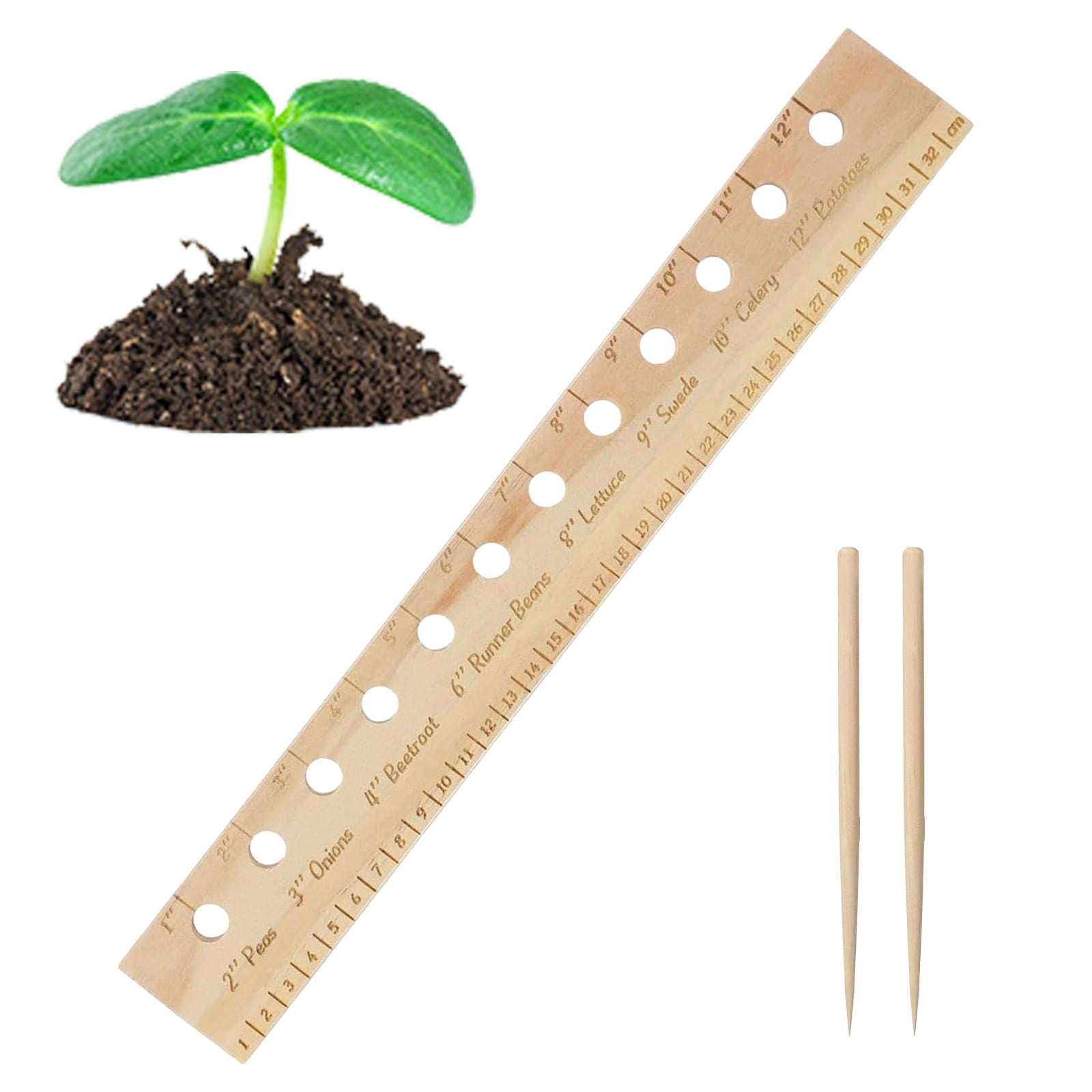 Spacer Tool Seeder Planting Ruler, Seeding Spacing Ruler with Holes and ...