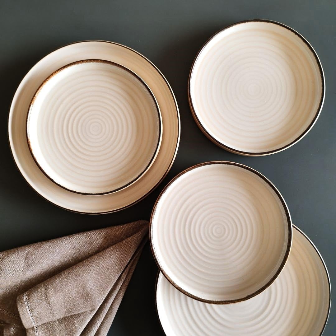 Spaces Inside Devnow WABISABI White Kaden Dinner Plate Set 10Inch ...