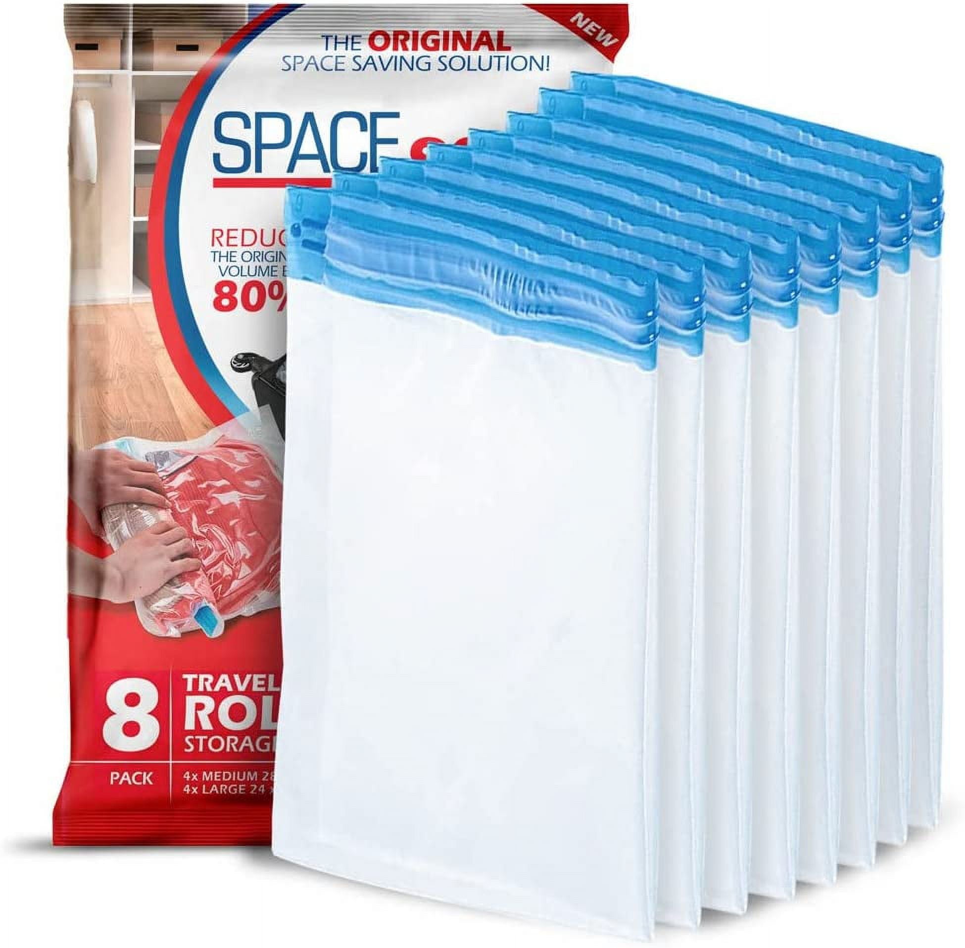 Spacesaver 8x Roll Up Compression Travel Bags; 4 Lrg, 4 Med - No Vacuum ...