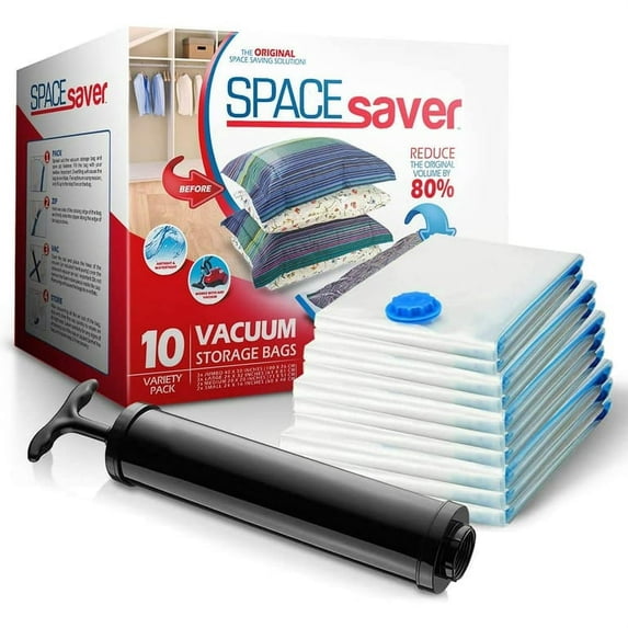 Spacesaver Vacuum Storage Bags 10-Pack w/ Hand Pump - Walmart.com