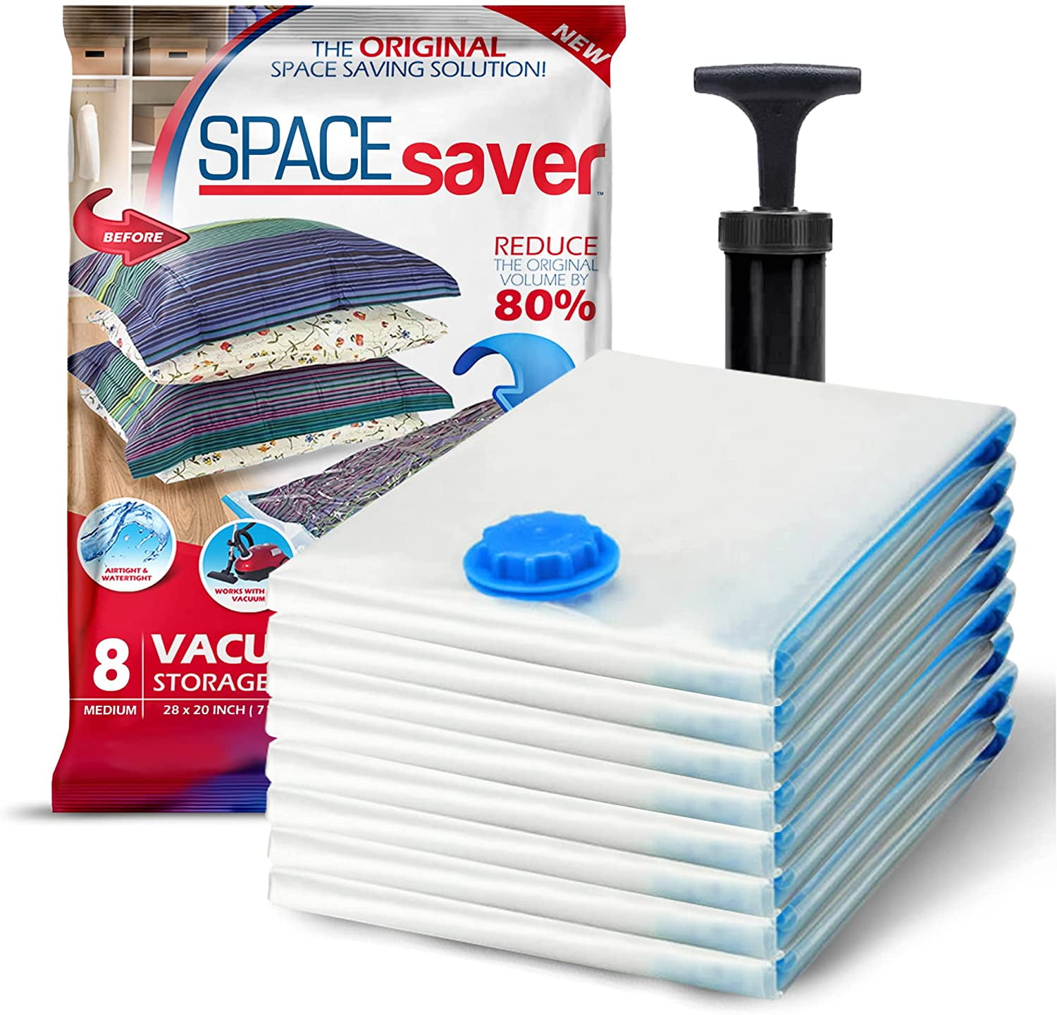 Spacesaver Premium Vacuum Storage Bags. 80% More Storage! Hand-Pump for ...