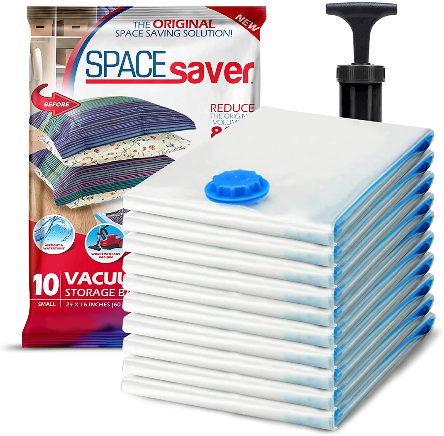 Spacesaver Premium Vacuum Storage Bags - 80% More Storage! Hand-Pump ...