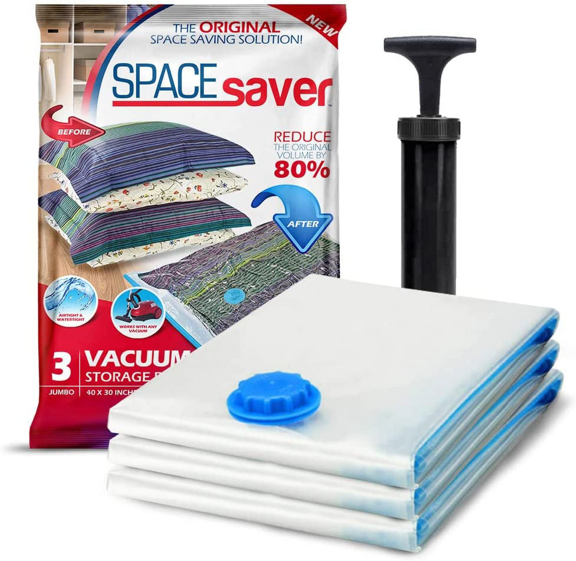 Spacesaver Premium Vacuum Storage Bags -80% More Storage! Hand-Pump for ...