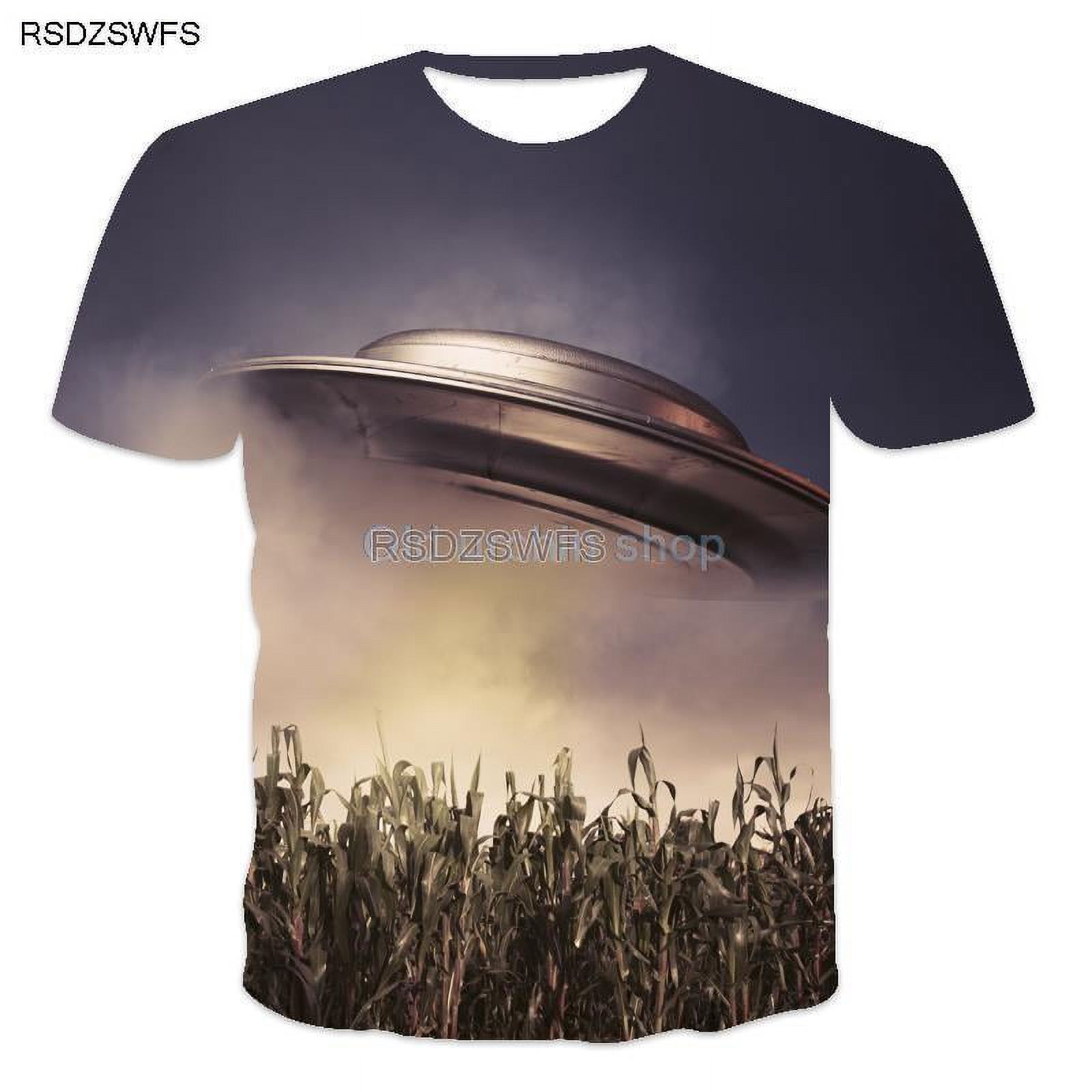 Spaceship Art Fashion New 3D Printing 2025 Summer Men's Oversized T ...