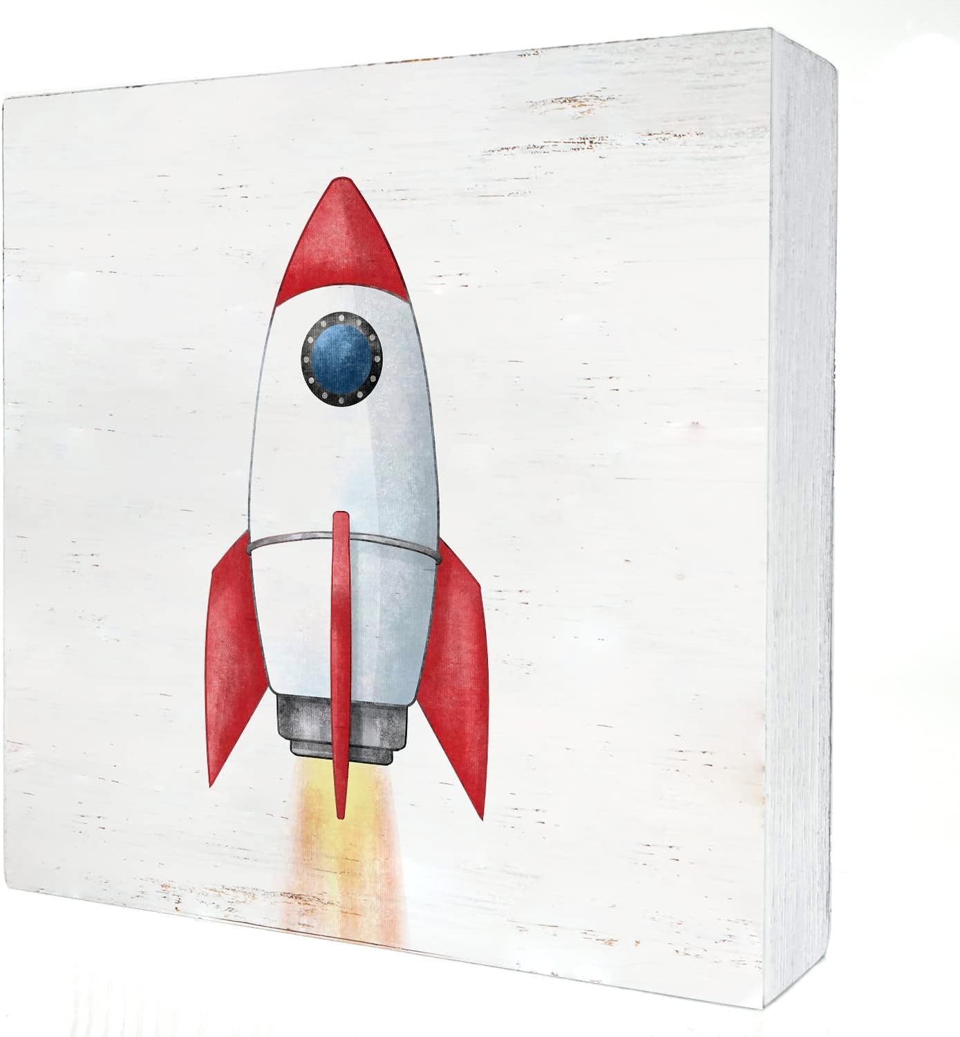Spaceship Artwork Wood Box Sign Watercolor Rocket Ship Spacecraft ...