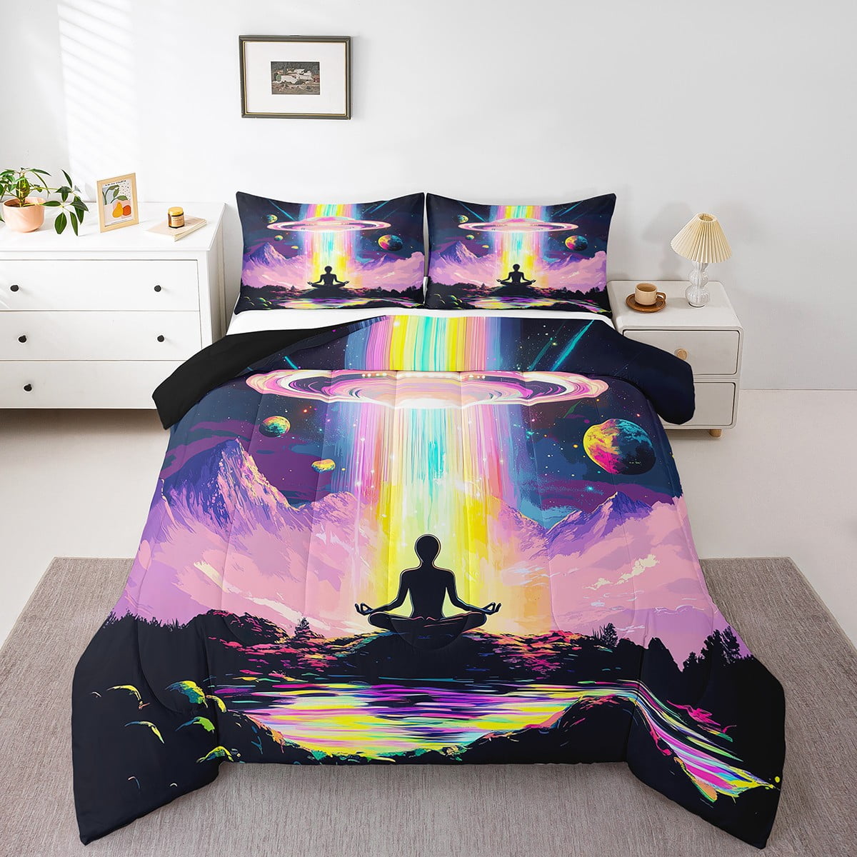 Spaceship Bedding Sets Outer Space Comforter Setwatercolor Spaceship ...