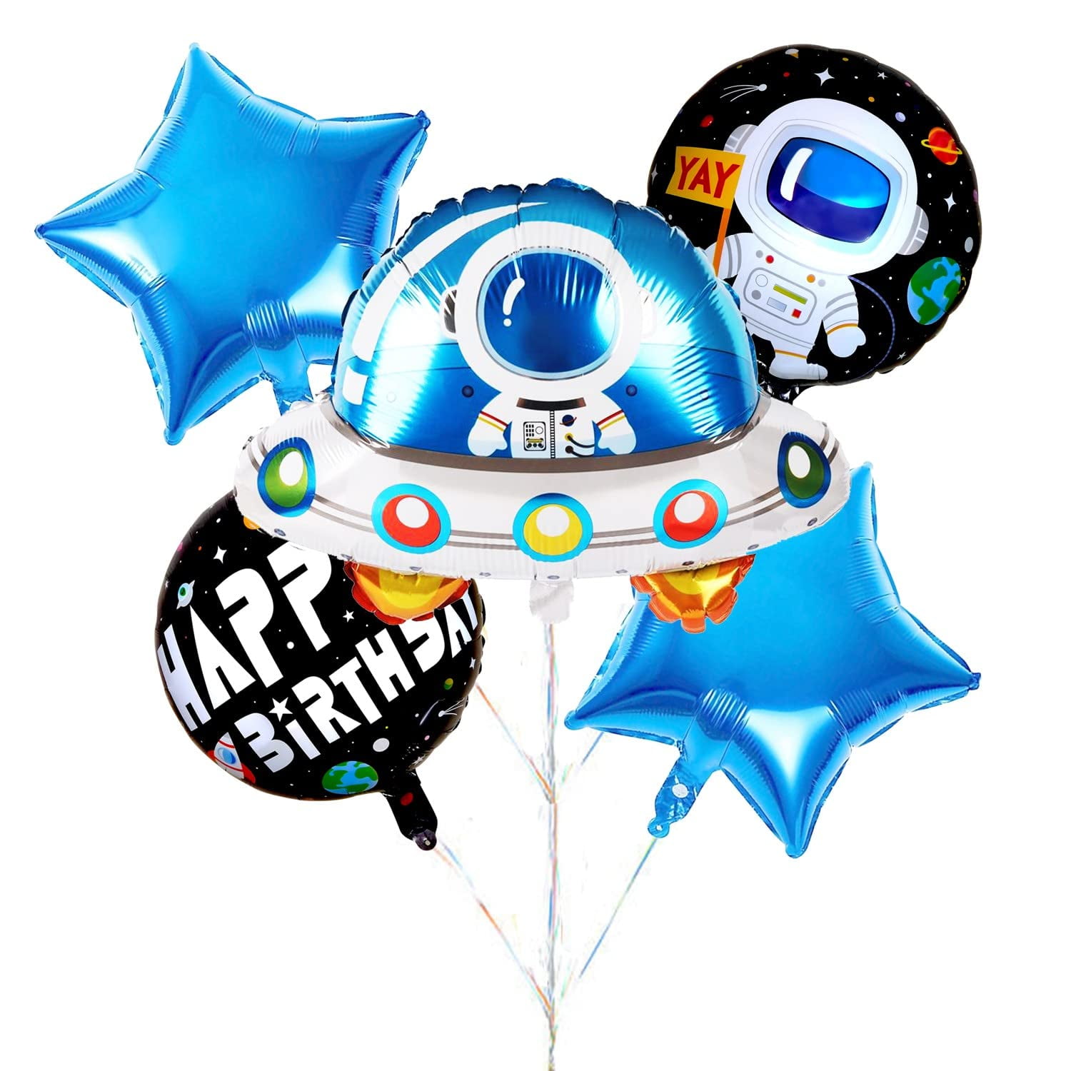 Spaceship Decorations Foil Blue Balloon Pack Of 5 Set - 1 Pc Astronaut ...