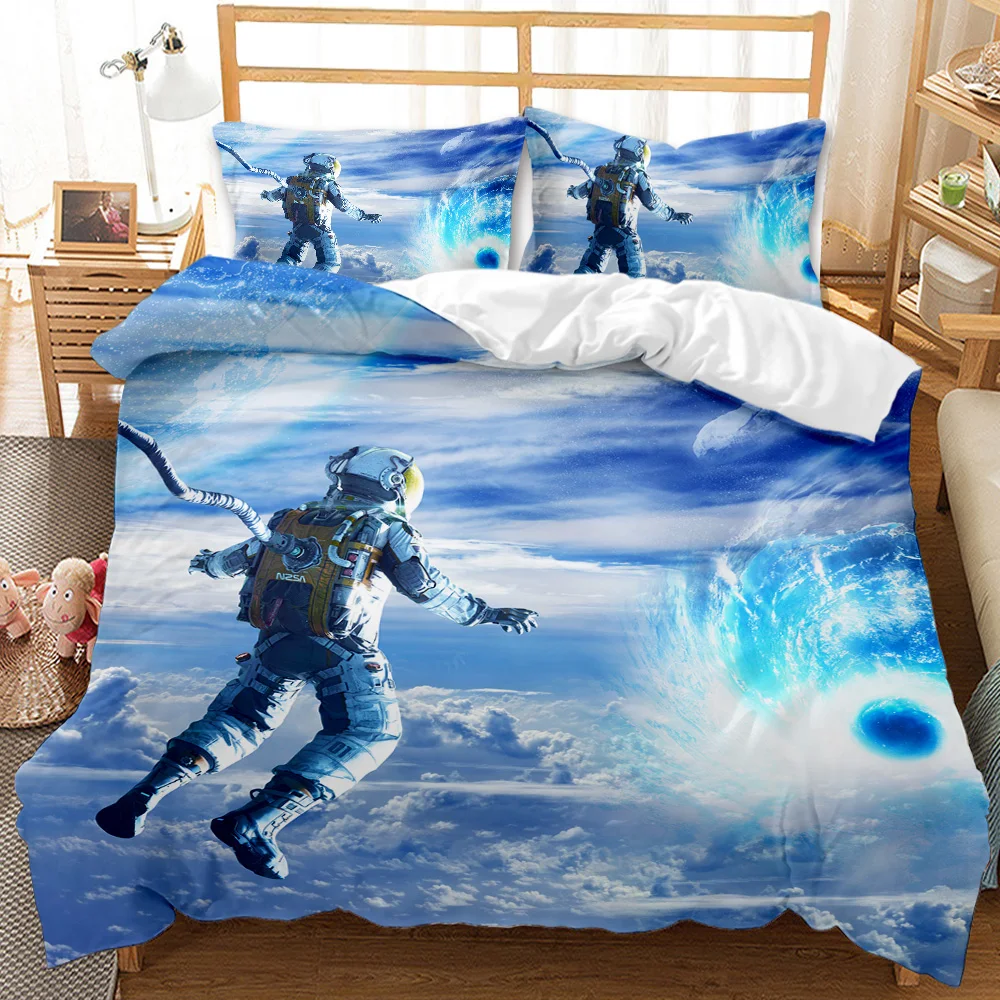 Spaceship Duvet Cover Set Spaceship Travel Through The Galaxy Space ...