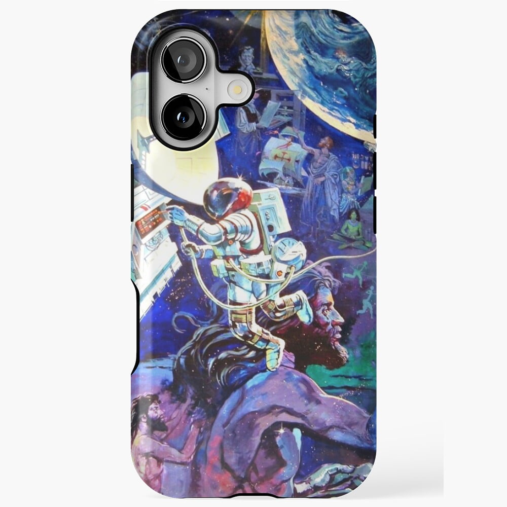 Spaceship Earth Retro Mural Geometry Art Phone Case for iPhone 17 16 15 ...