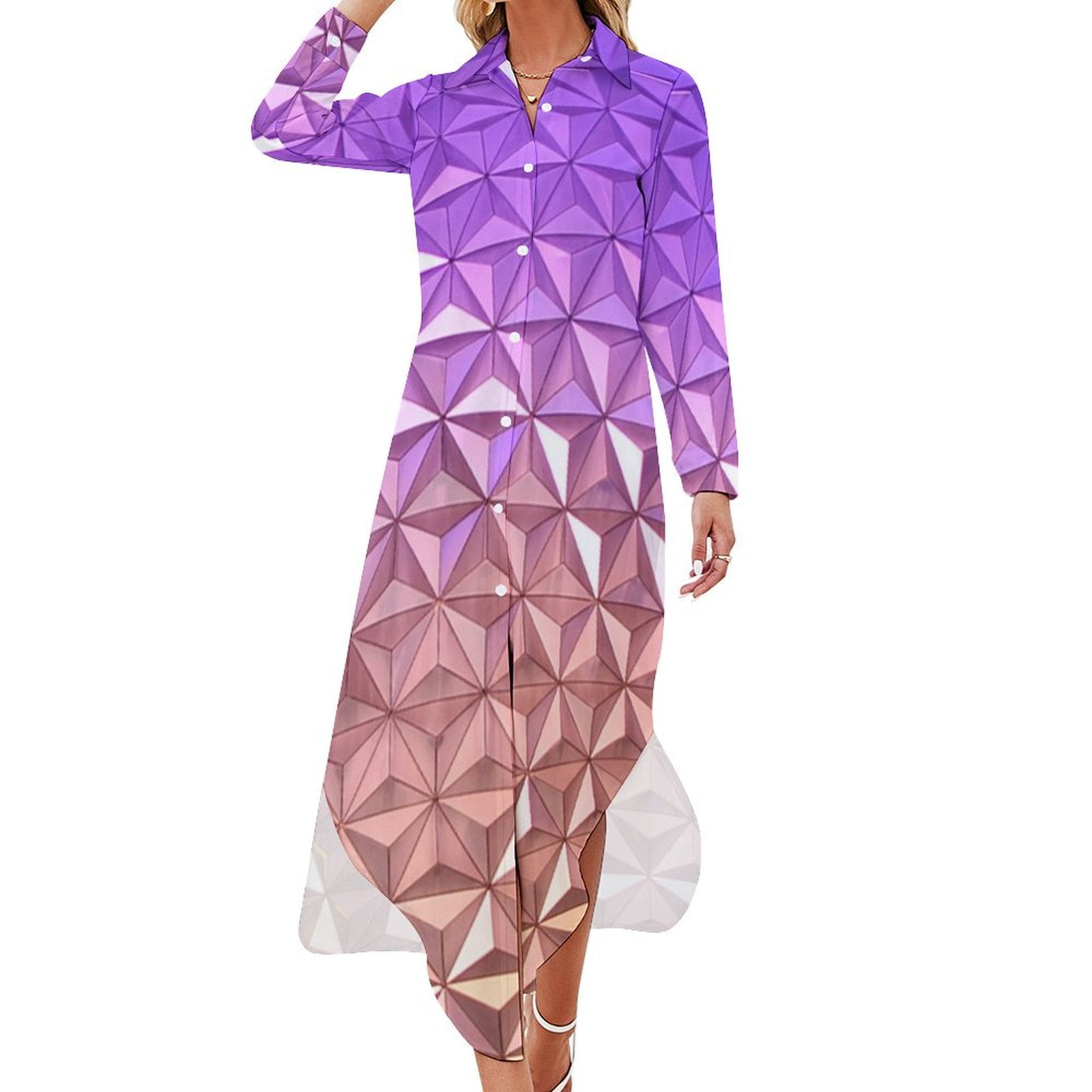 Spaceship Earth at Night in Epcot Long Sleeved Shirt Dress Evening gown ...