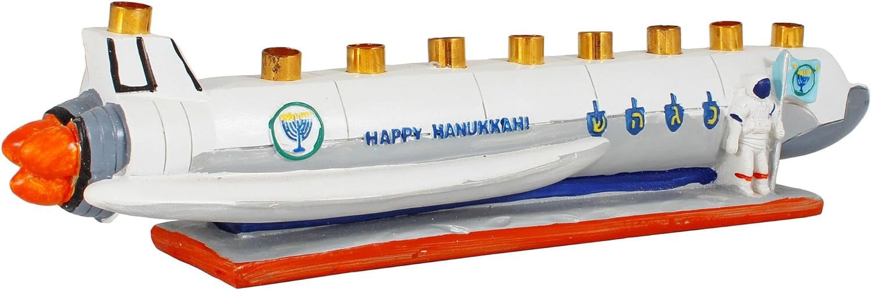 Spaceship Kids Menorah Hand Painted Polyresin - Sculptured Space ...