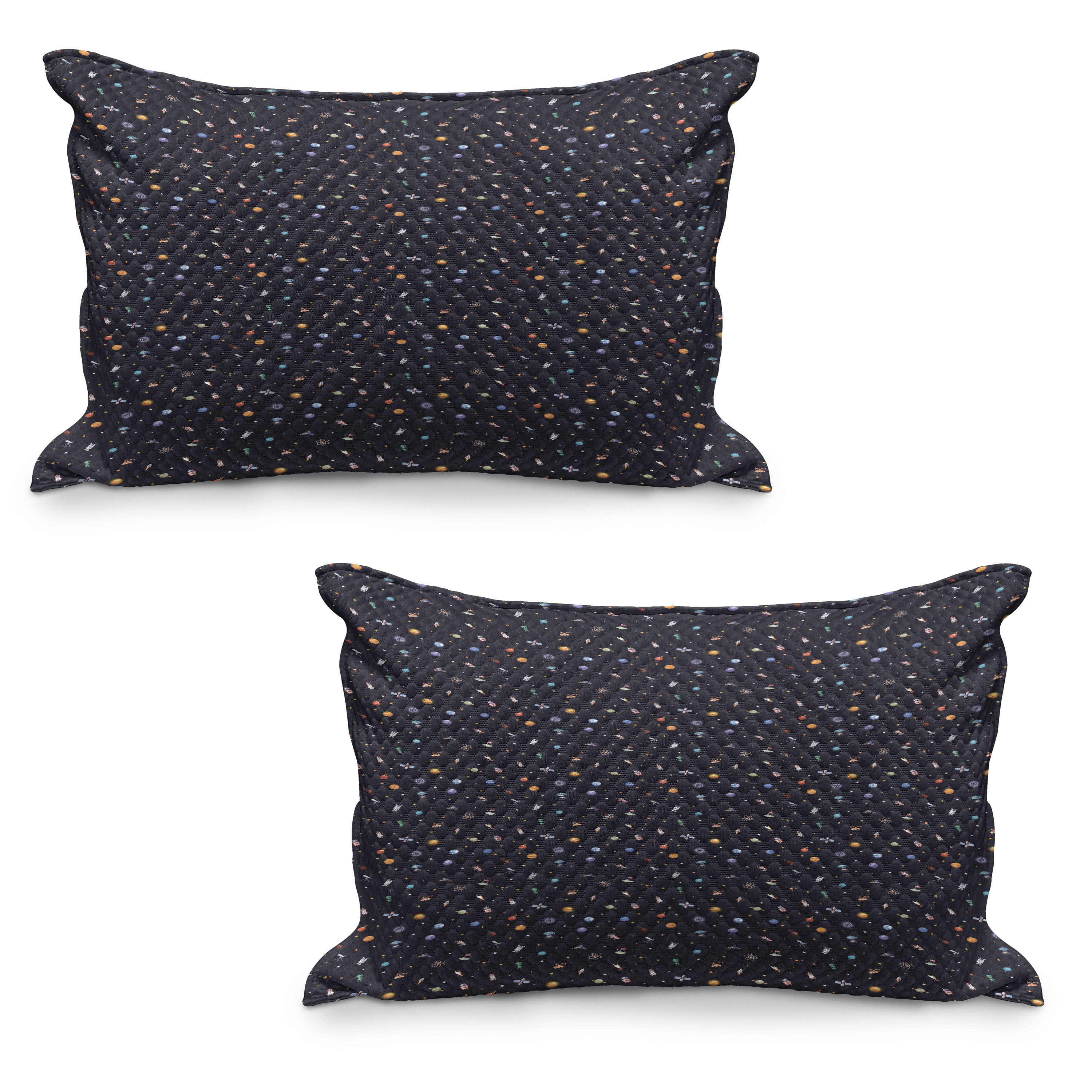 Spaceship Quilted Pillowcover Set of 2, Science Fiction Themed Comet ...