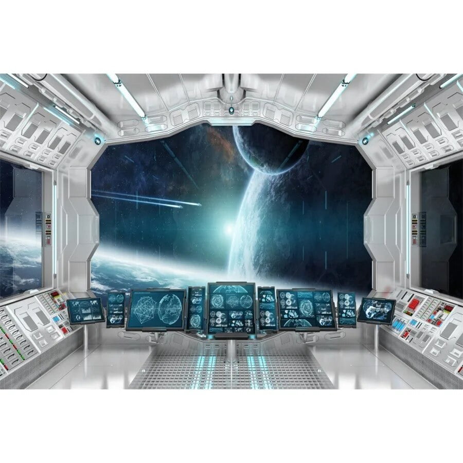 Spaceship Science Fiction Cabinet Planet Photo Backdrop Universe Space ...