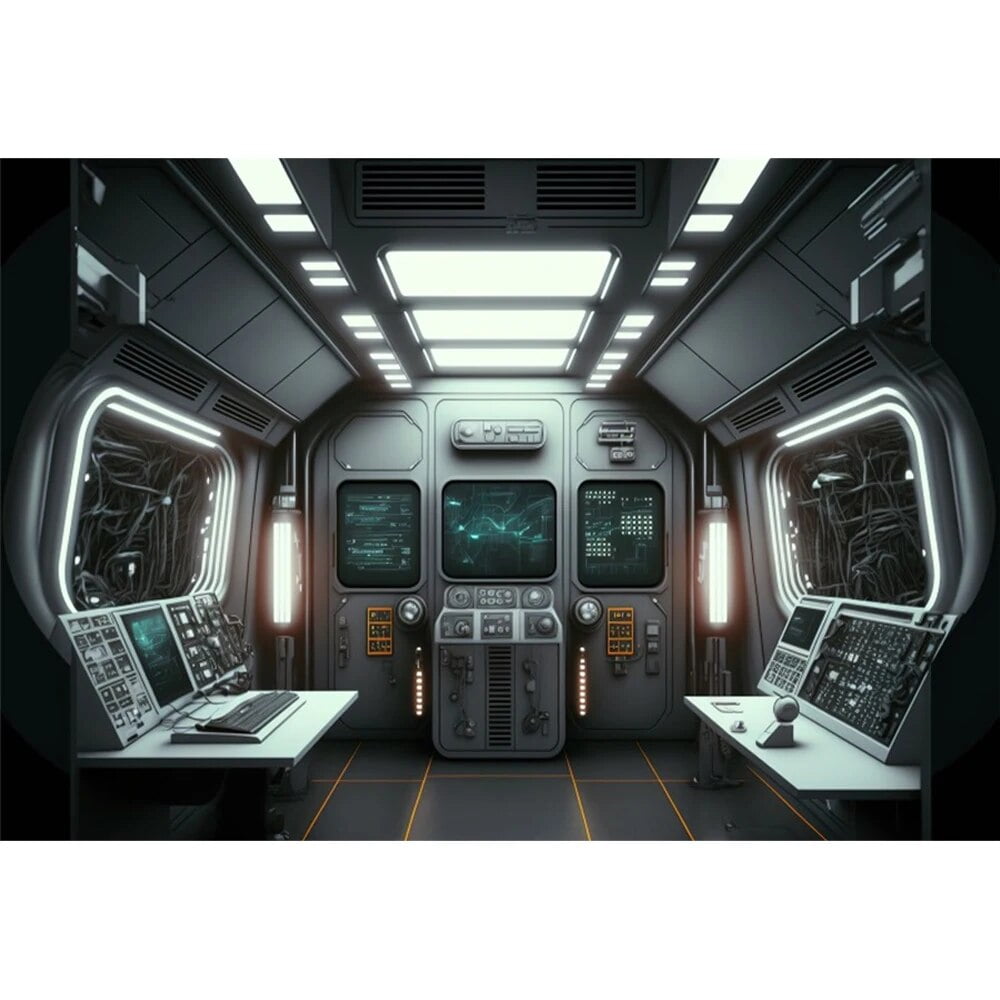 Spaceship Science Fiction Cabinet Planet Photo Backdrop Universe Space ...