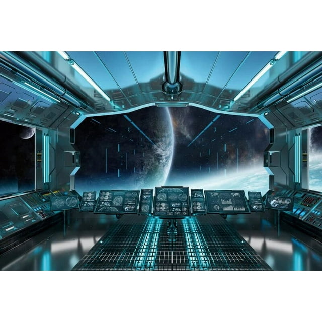 Spaceship Science Fiction Cabinet Planet Photo Backdrop Universe Space ...