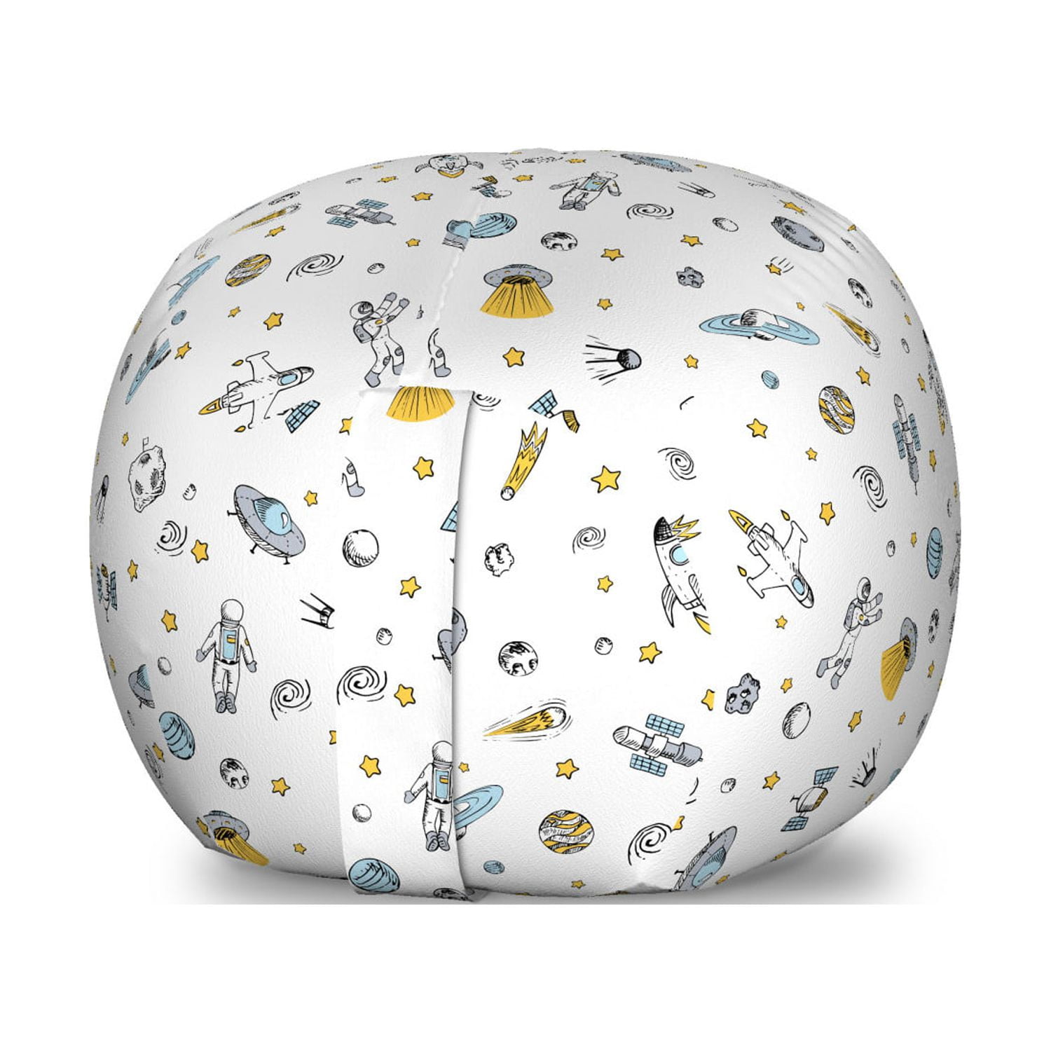 Spaceship Storage Toy Bag Chair, Doodle Style Cosmonaut Black Hole ...