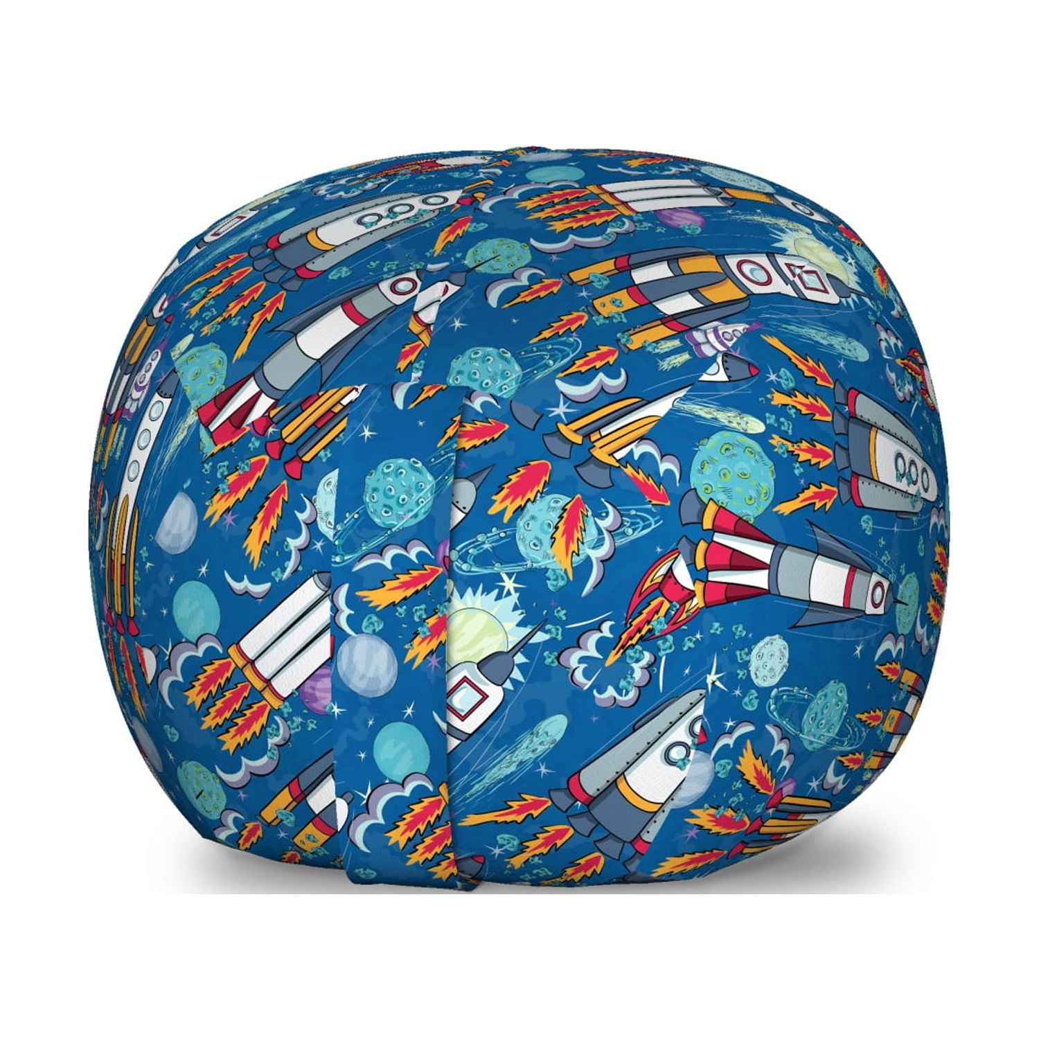 Spaceship Storage Toy Bag Chair, Hand-drawn Cartoon Spaceships Planets ...
