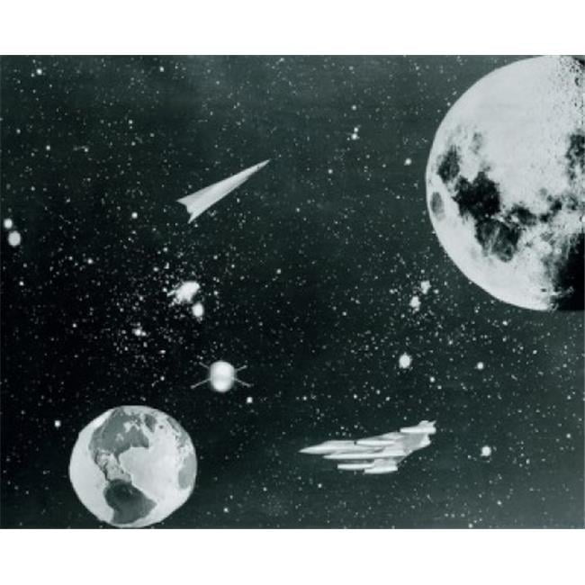 Spaceships Traveling Between Planet Earth & Moon Poster Print - 18 x 24 ...